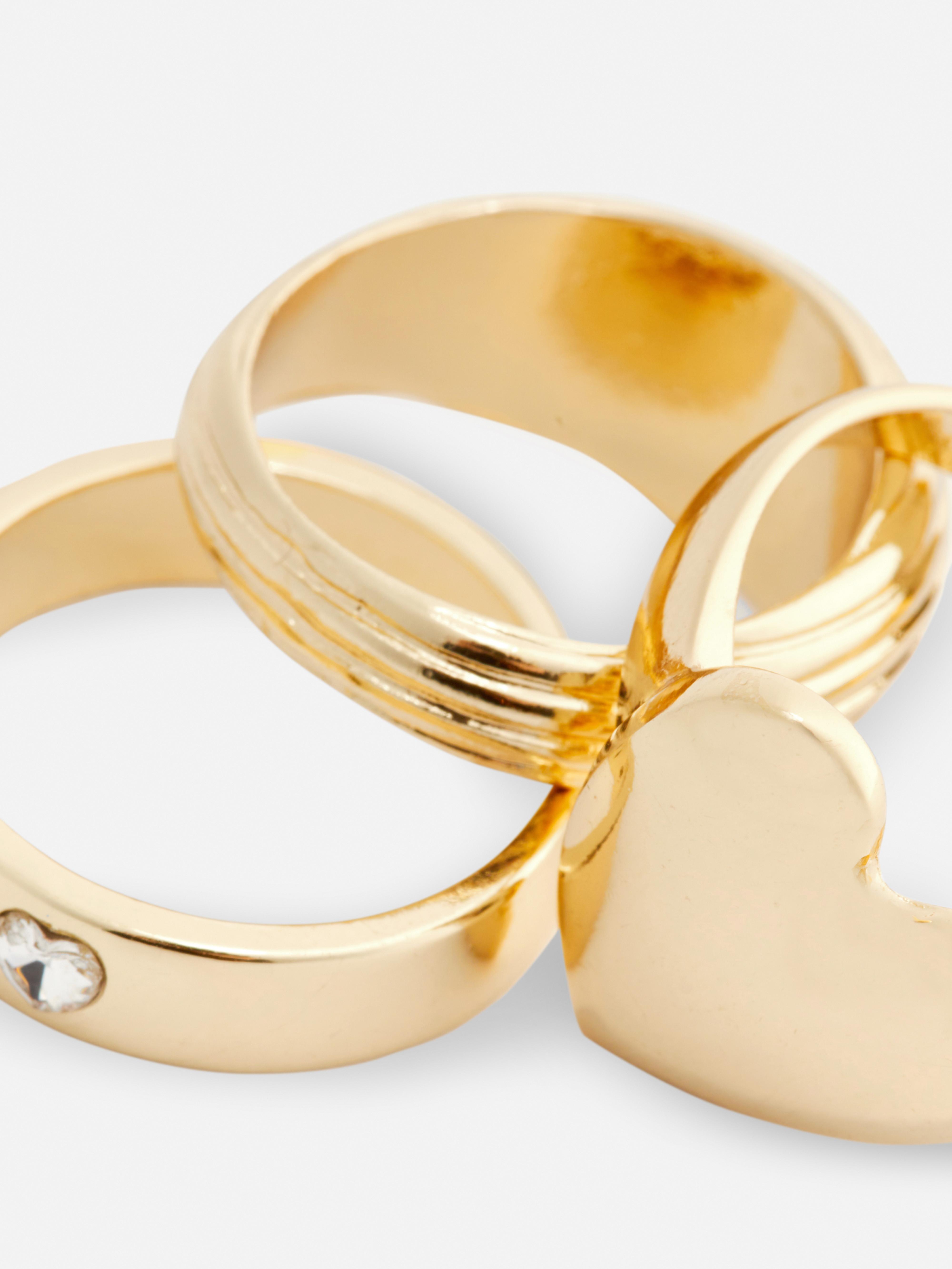 Womens 3pk Gold Tone Chunky Rings - Yellow | Penneys