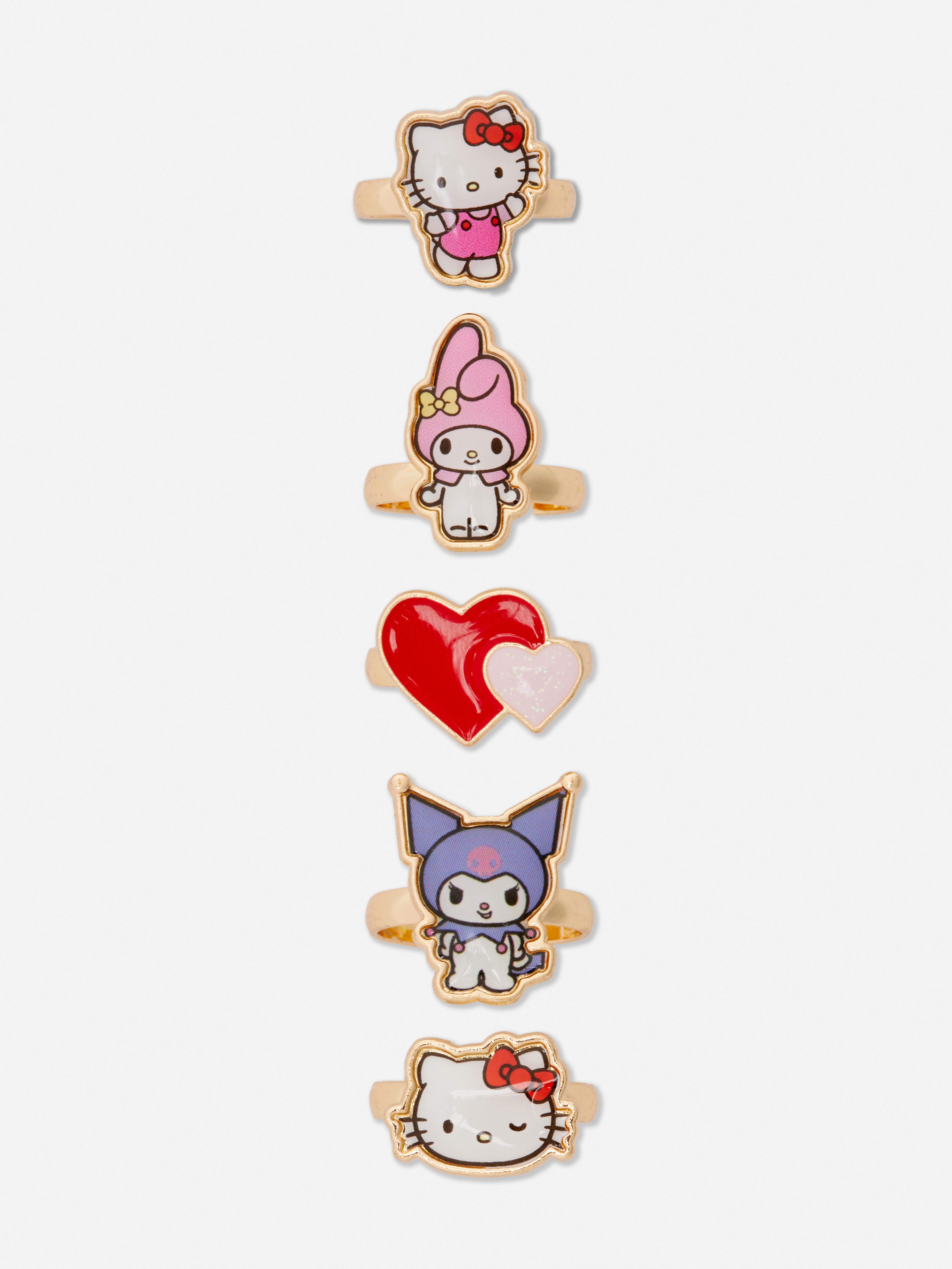 Girls 5 Pack Hello Kitty and Friends Rings Multi Primark