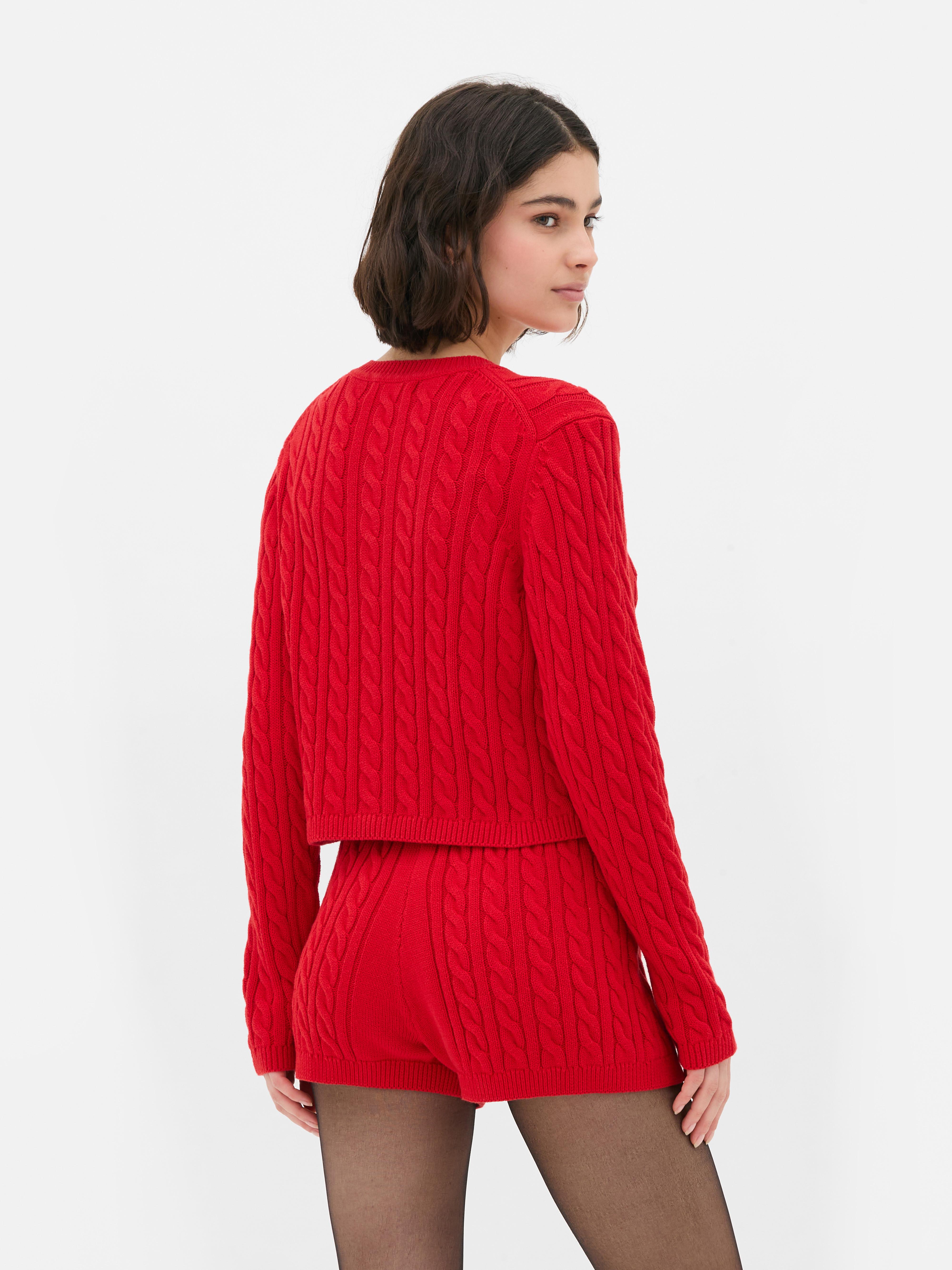 Women's Red Cable Knit Cardigan | Penneys