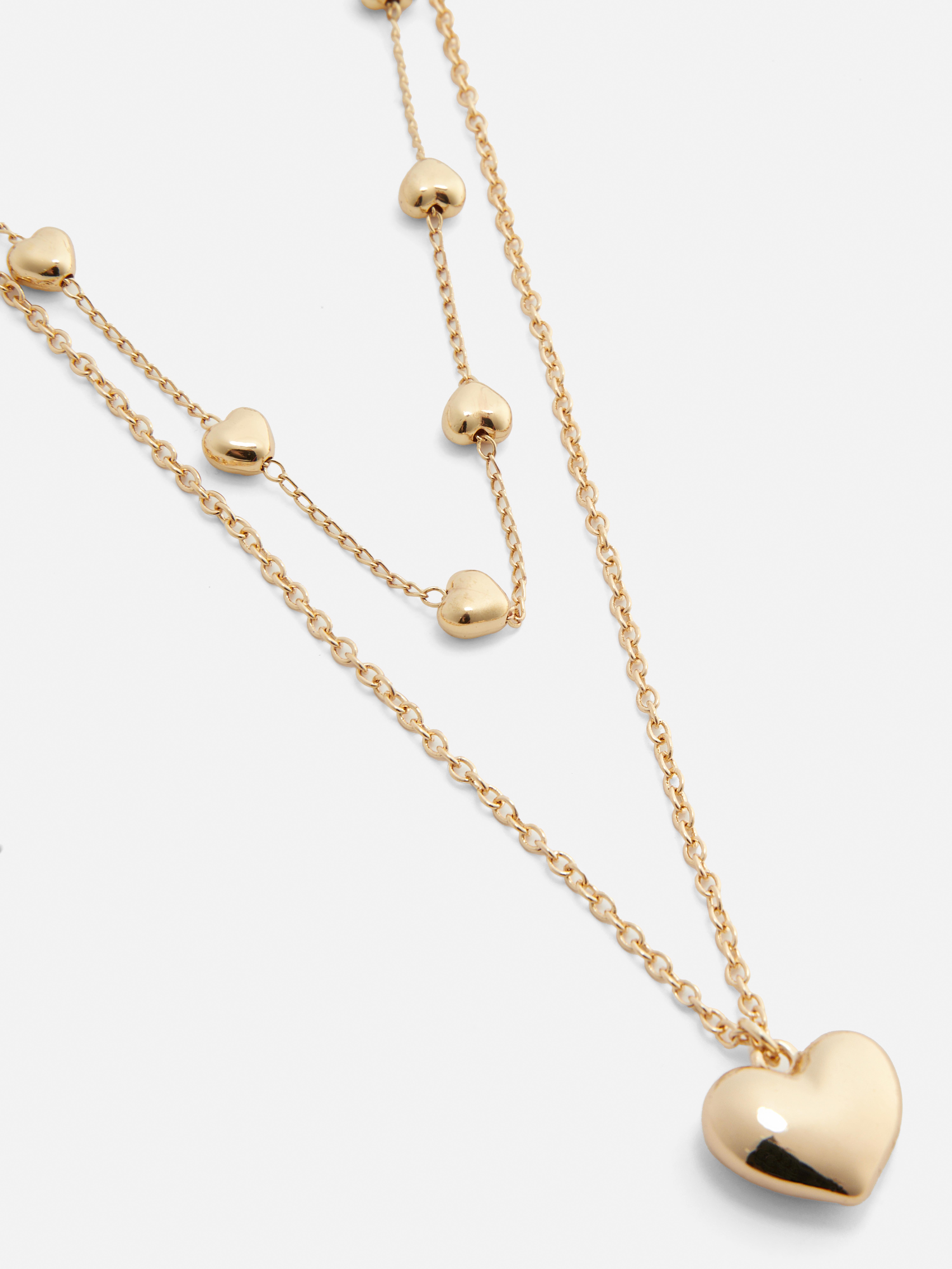 Women's Double Chain Heart Necklace - Yellow | Primark
