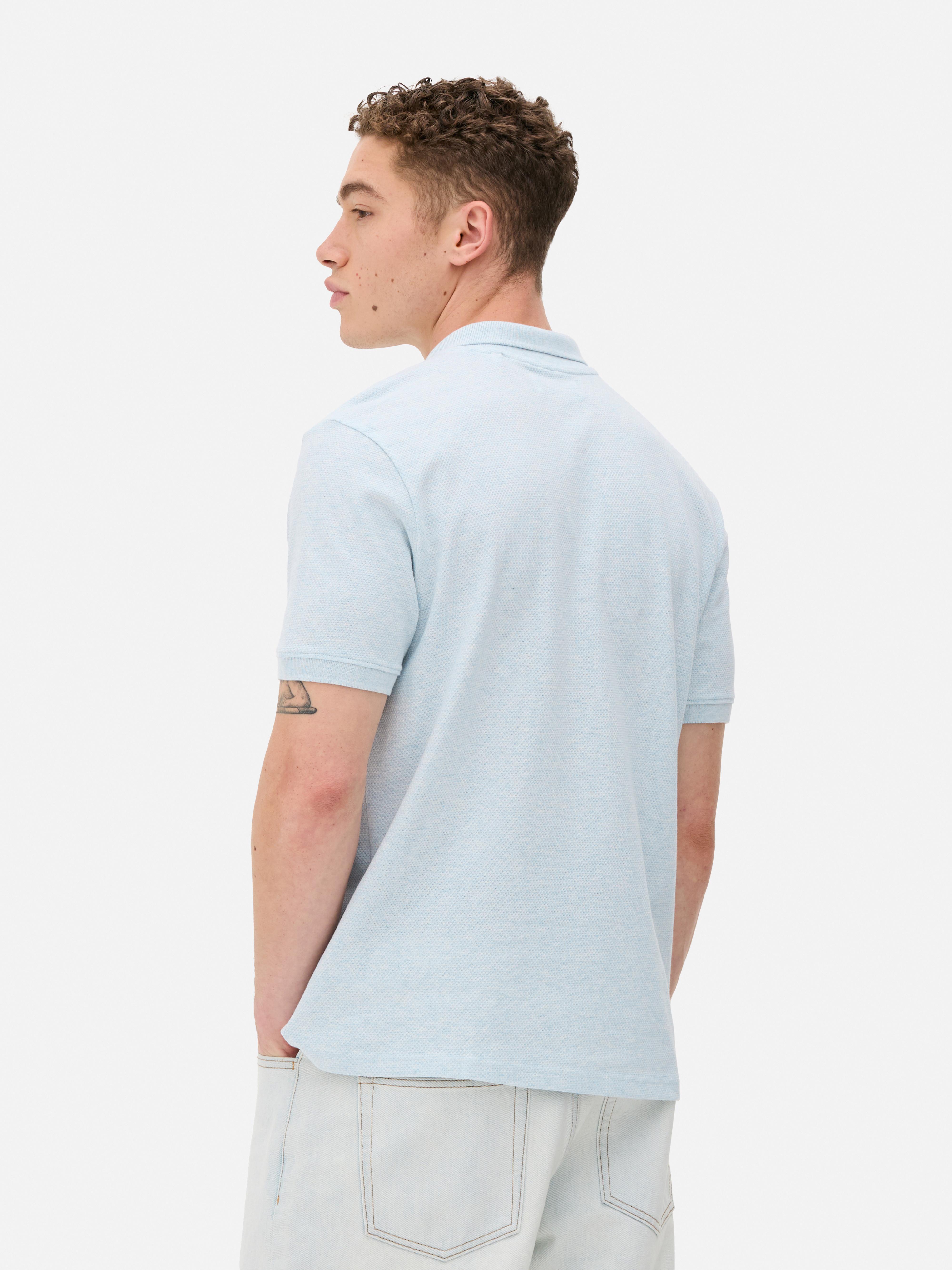 Men's Light Blue Honeycomb Texture Polo Shirt | Penneys