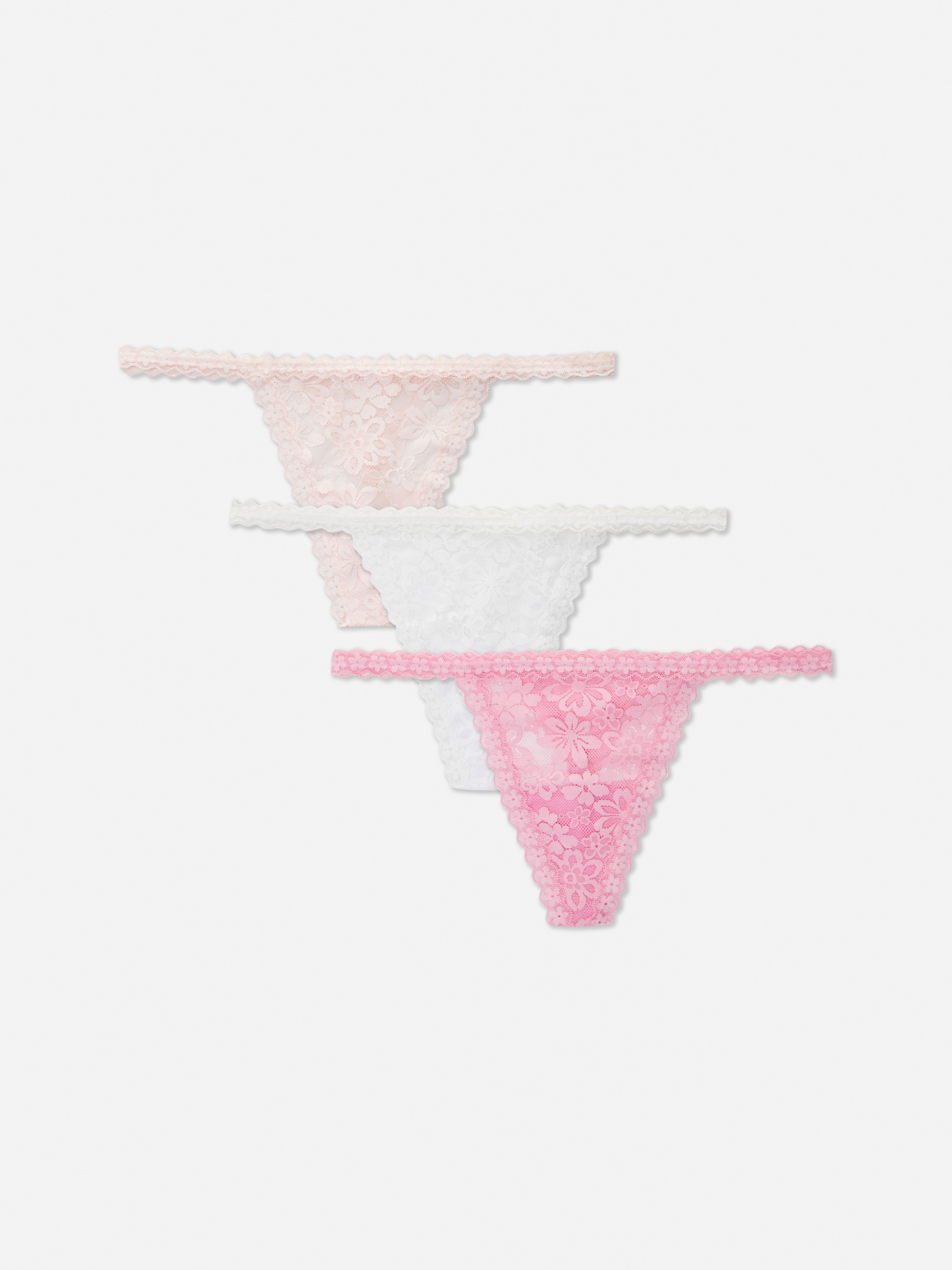 Pack 3 tangas fio dental renda - Rosa-claro - Mulher | Primark Pack 3 tangas fio dental renda - Rosa-claro - Mulher | Primark