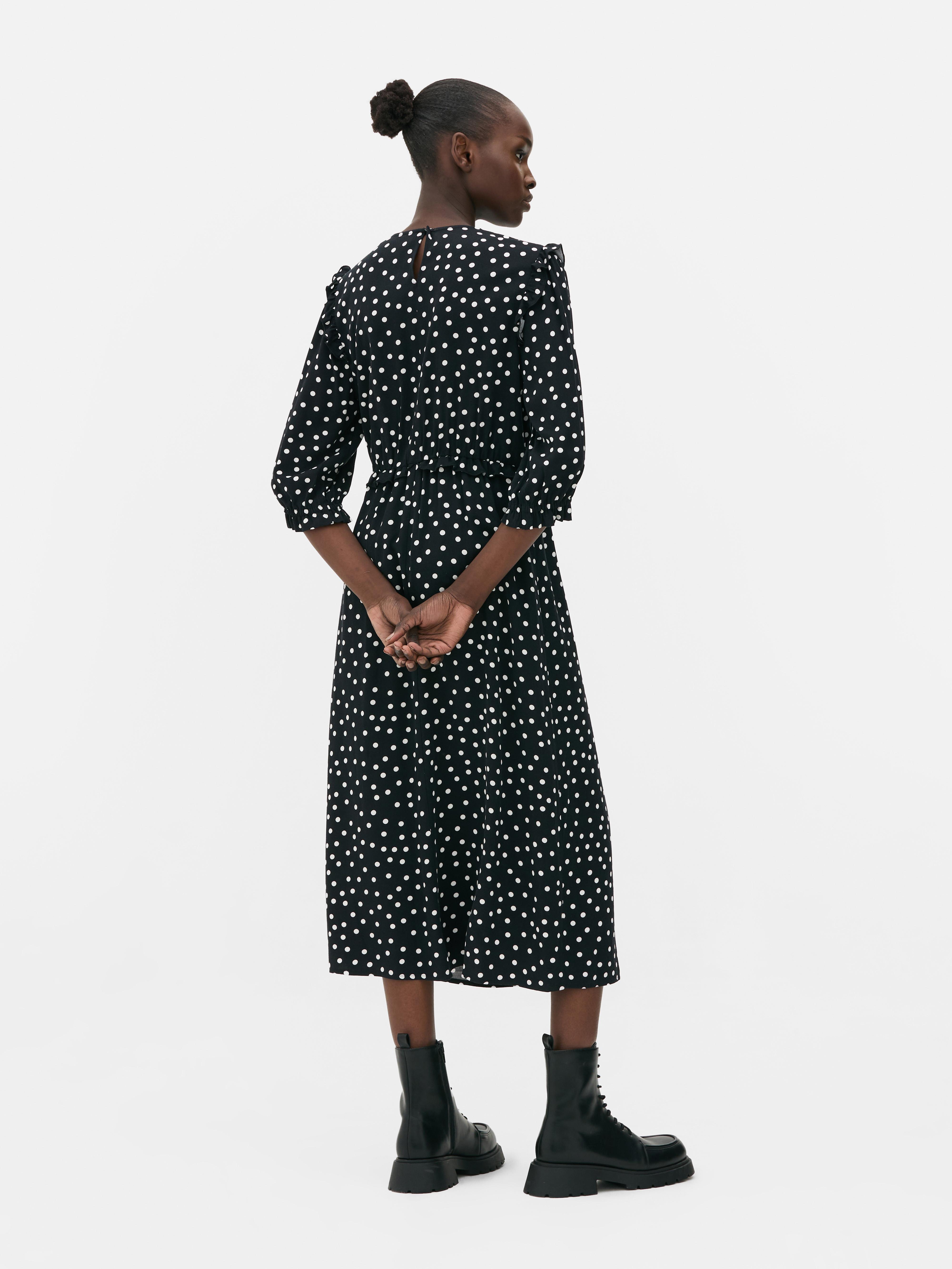 Robe mi-longue à volants - Noir/Blanc - Femme | Primark