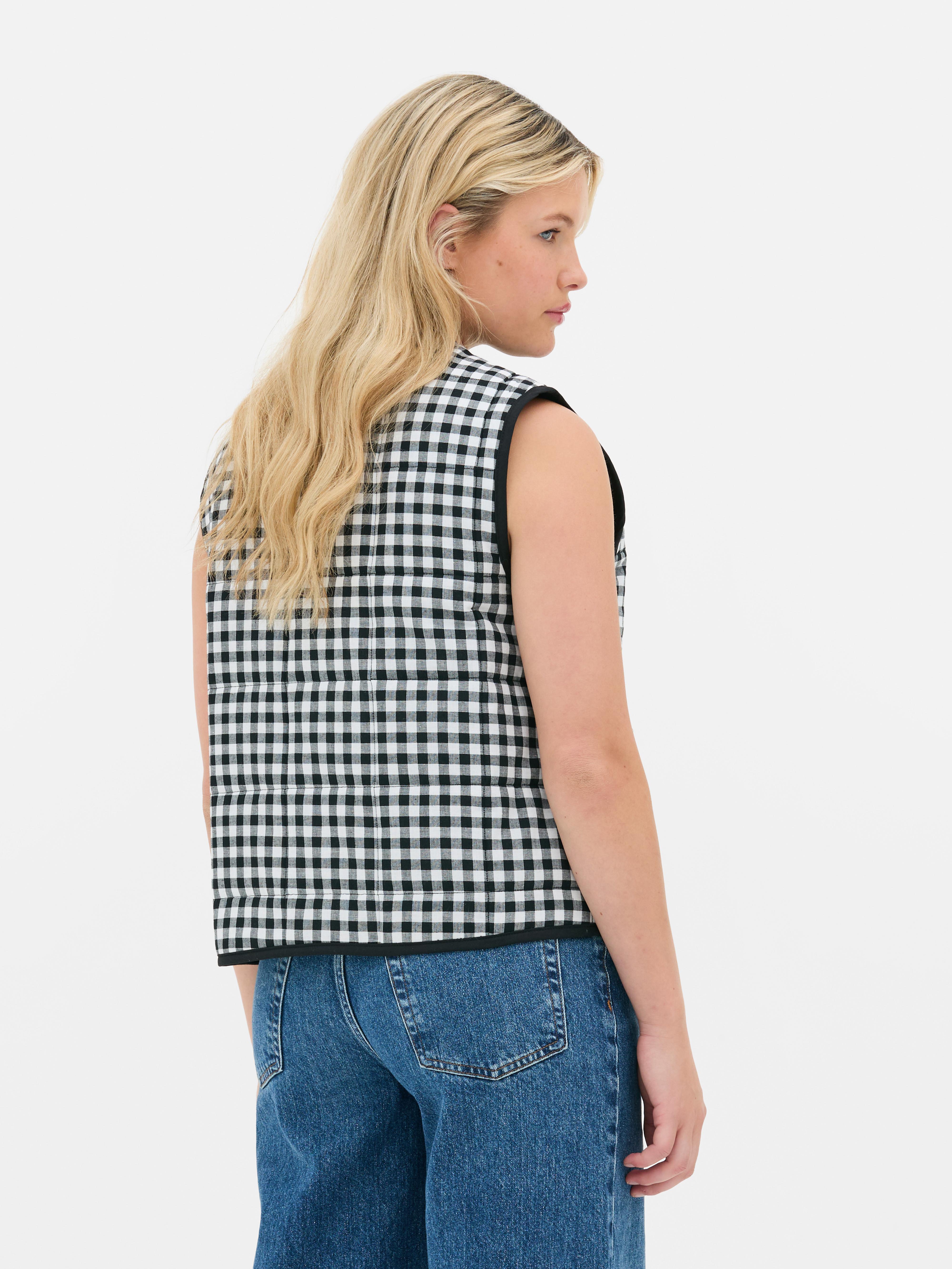 Chaleco acolchado a cuadros vichy - Negro - Mujer | Primark