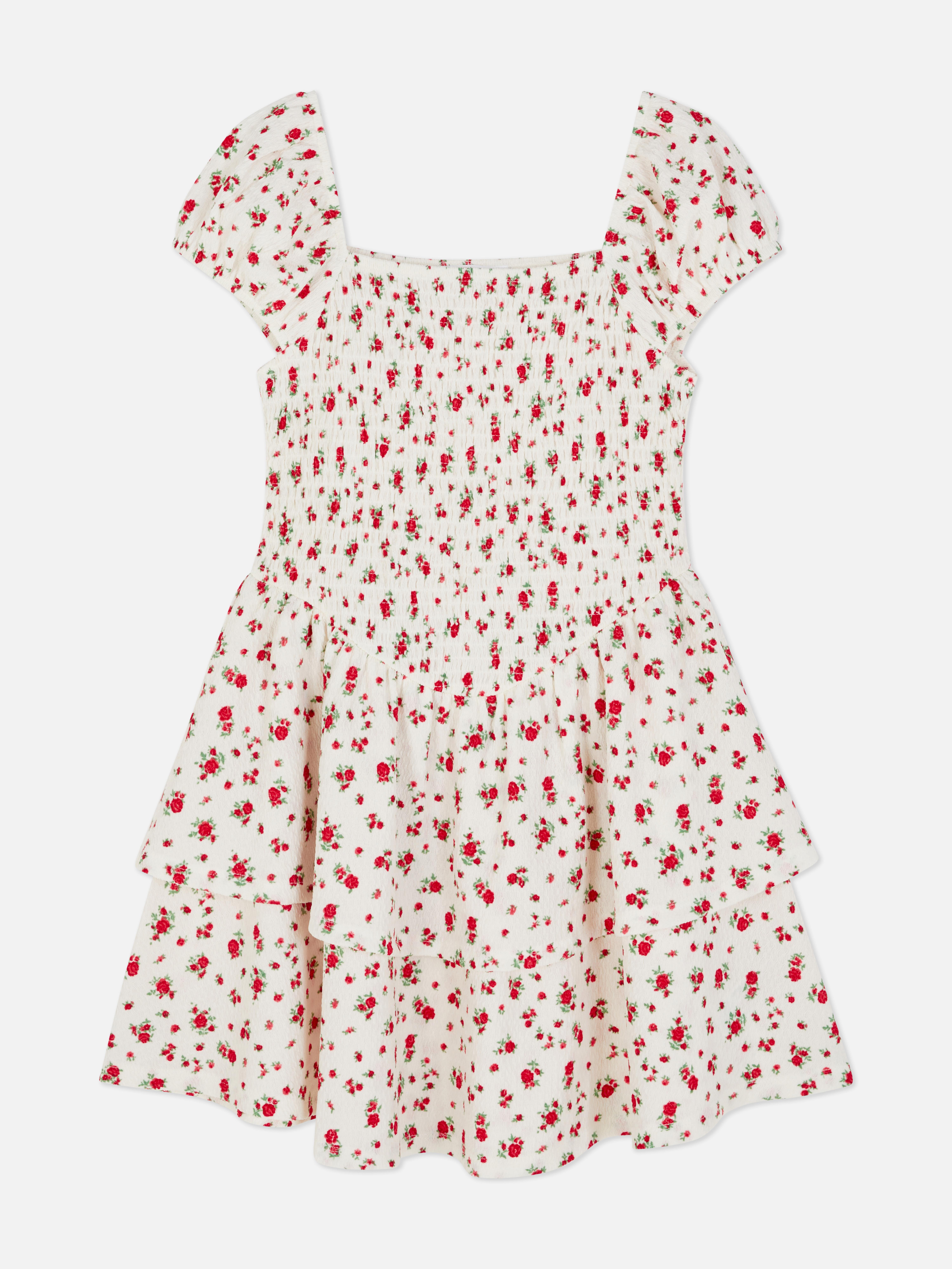 Robe froncée à mancherons avec motif floral - Multicolore - Filles ...