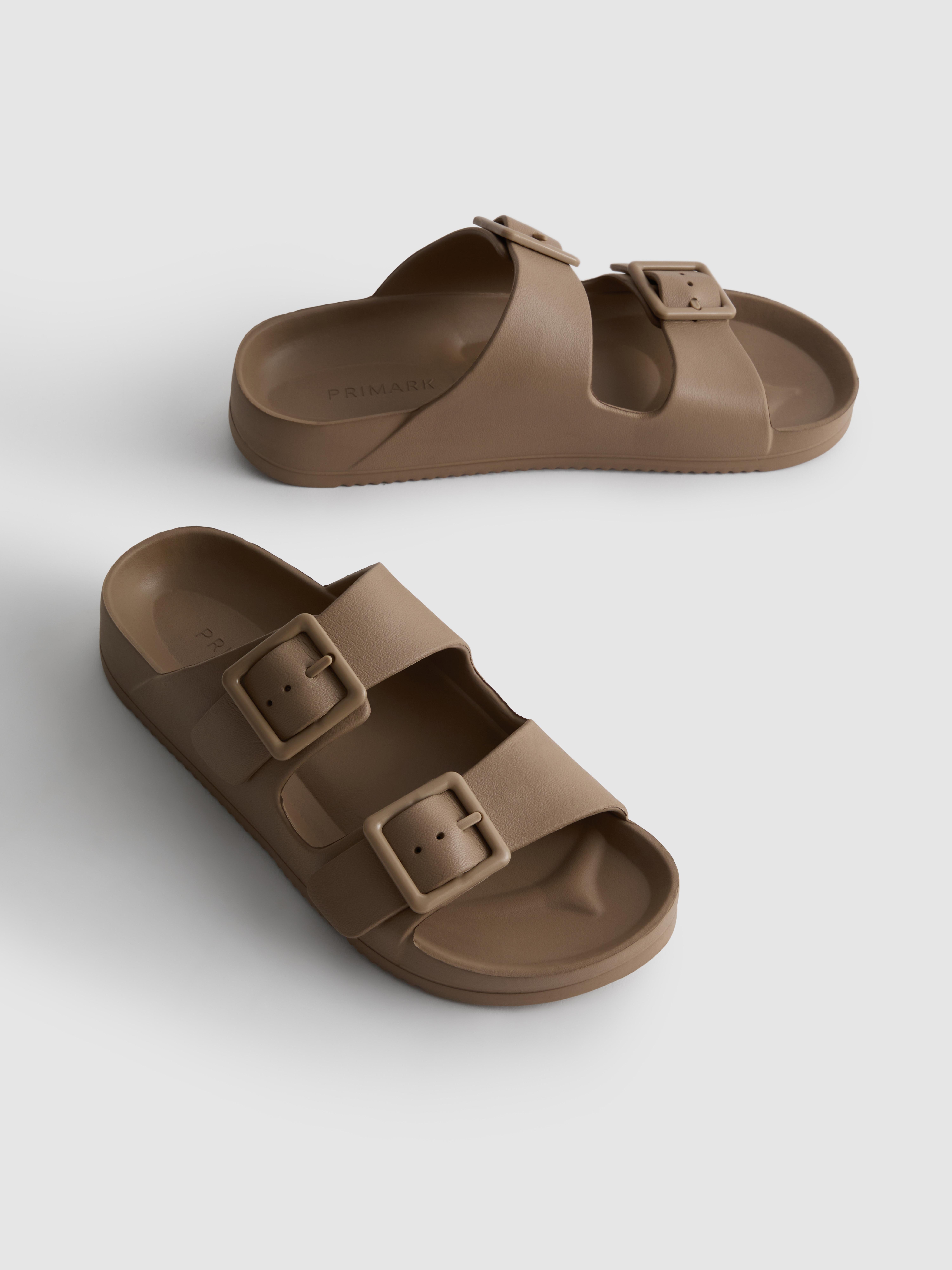 Womens Taupe Chunky Double Buckle Strap Sandals | Primark