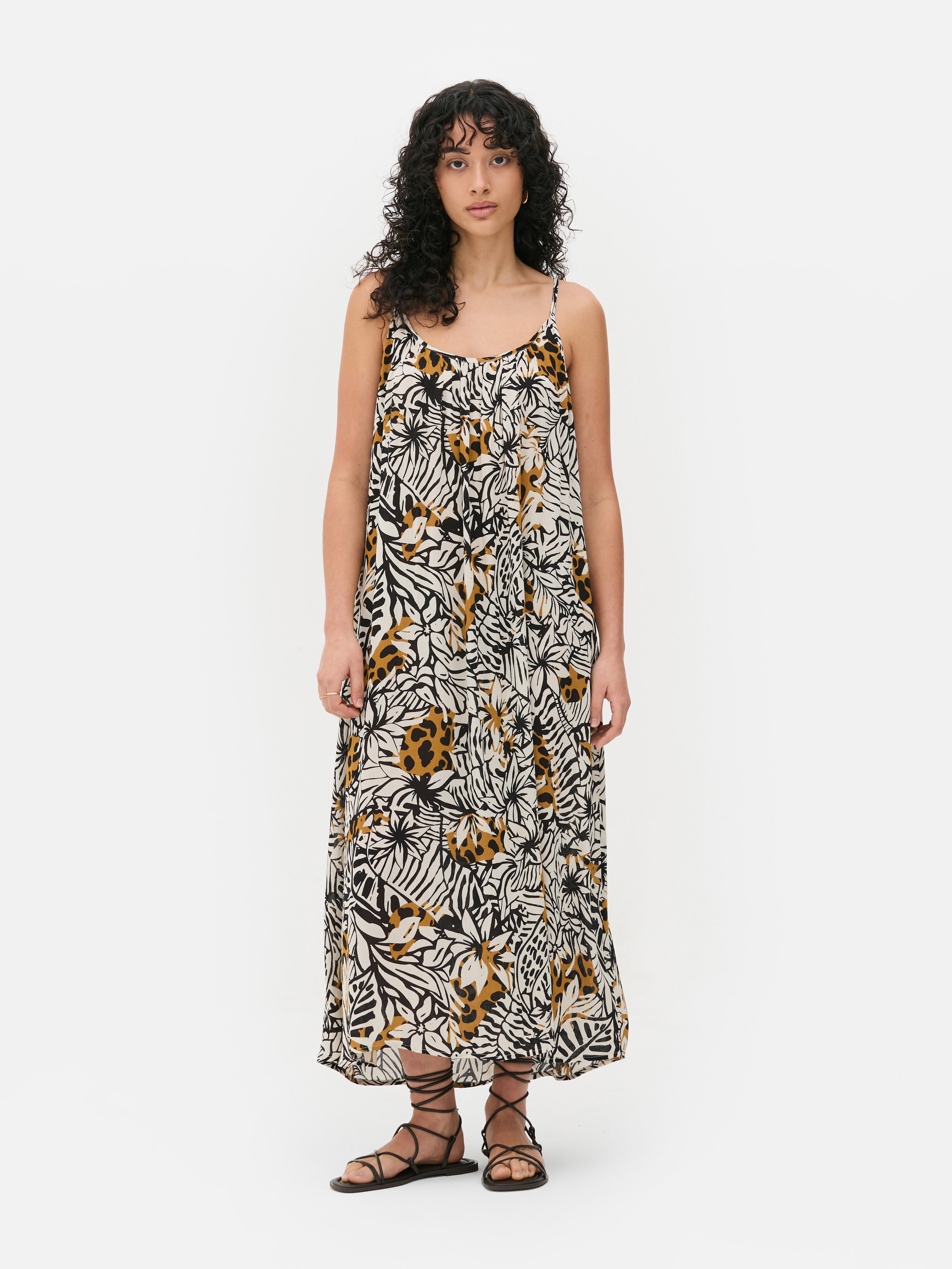 Robe mi-longue imprimée à bretelles - Marron - Femme | Primark