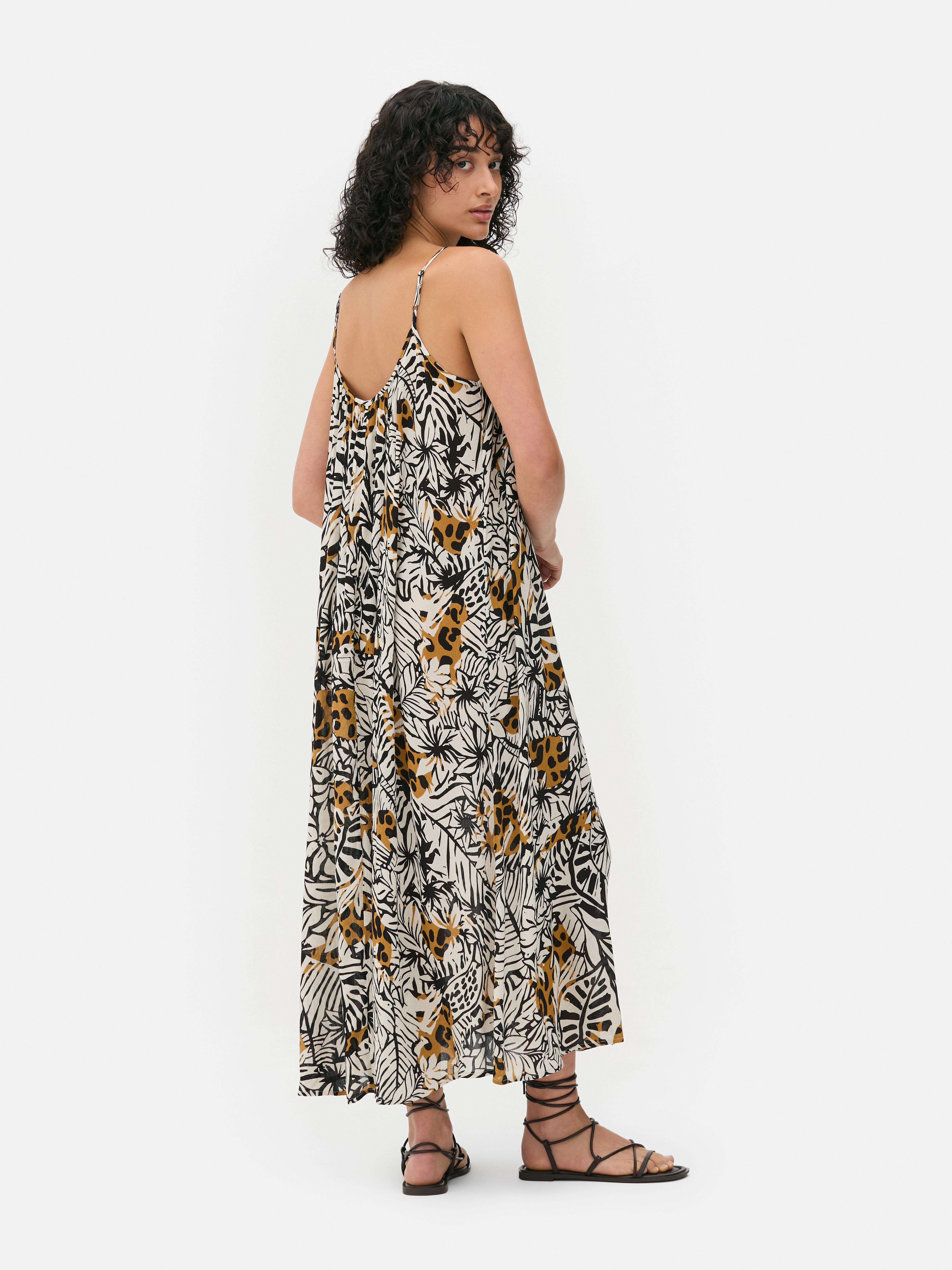Robe mi-longue imprimée à bretelles - Marron - Femme | Primark
