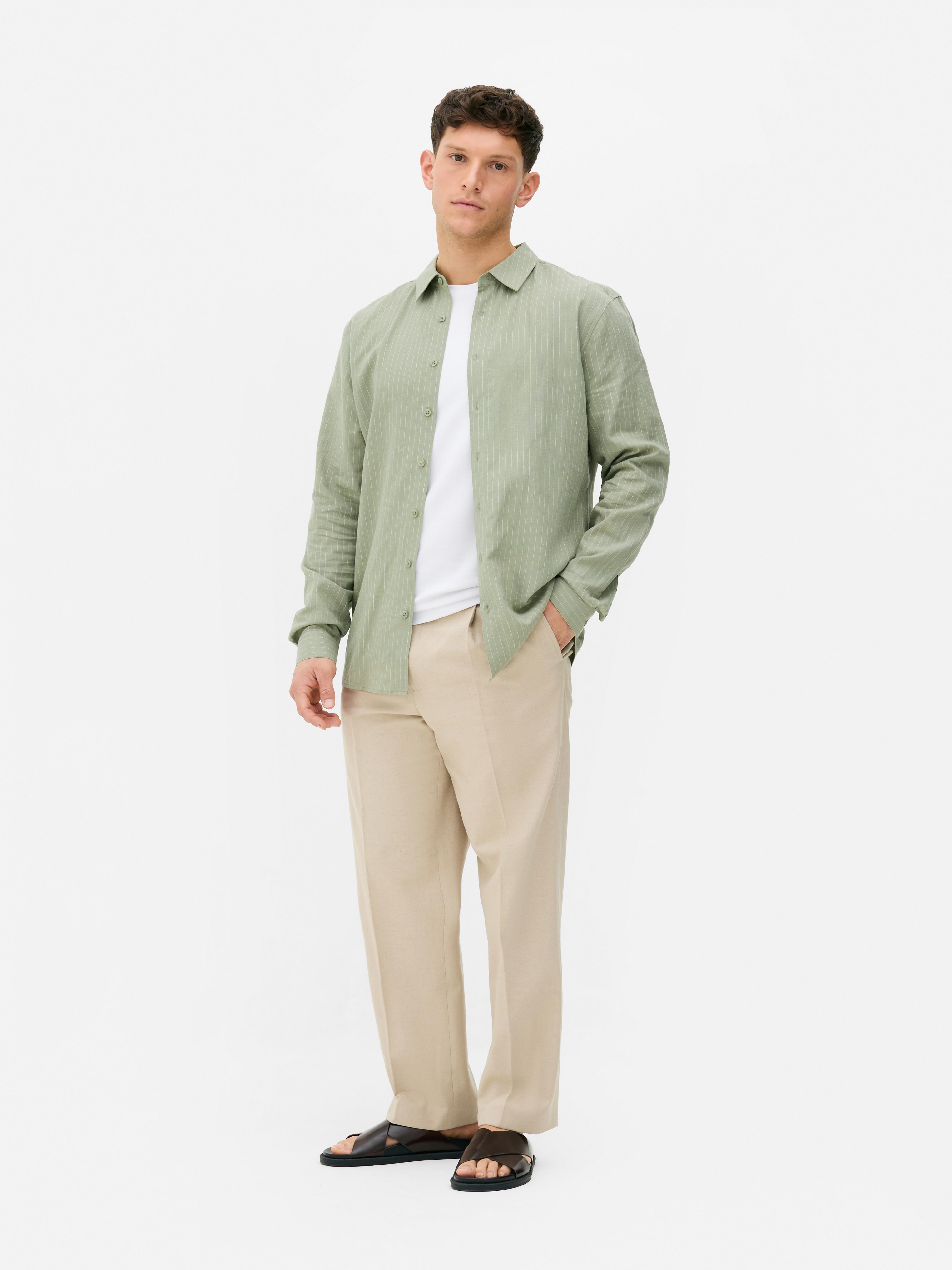 Camicia a righe con bottoni Kem - Kaki - Uomo | Primark