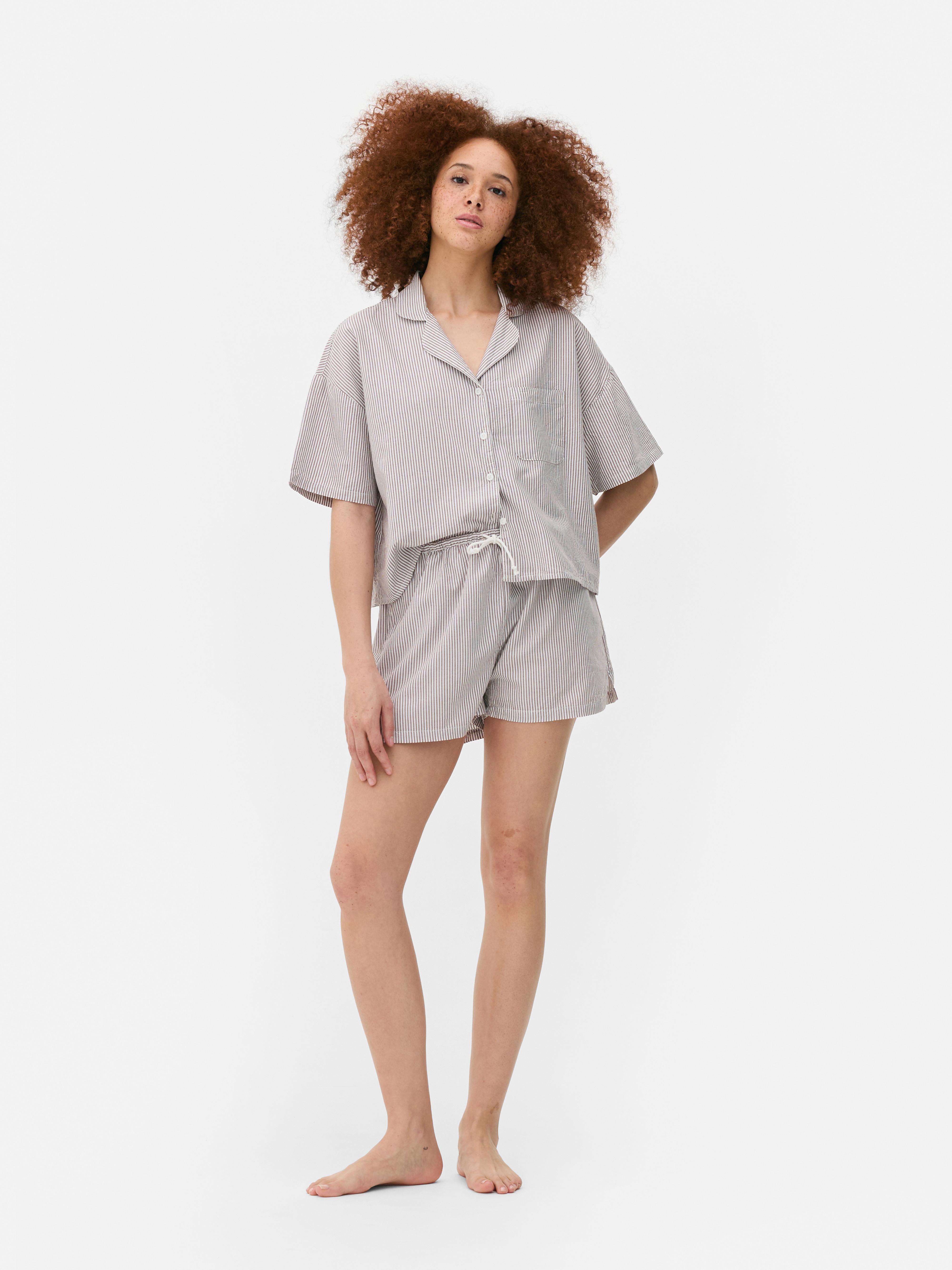 Women's Light Brown Striped Oxford Pajama Shirt | Primark