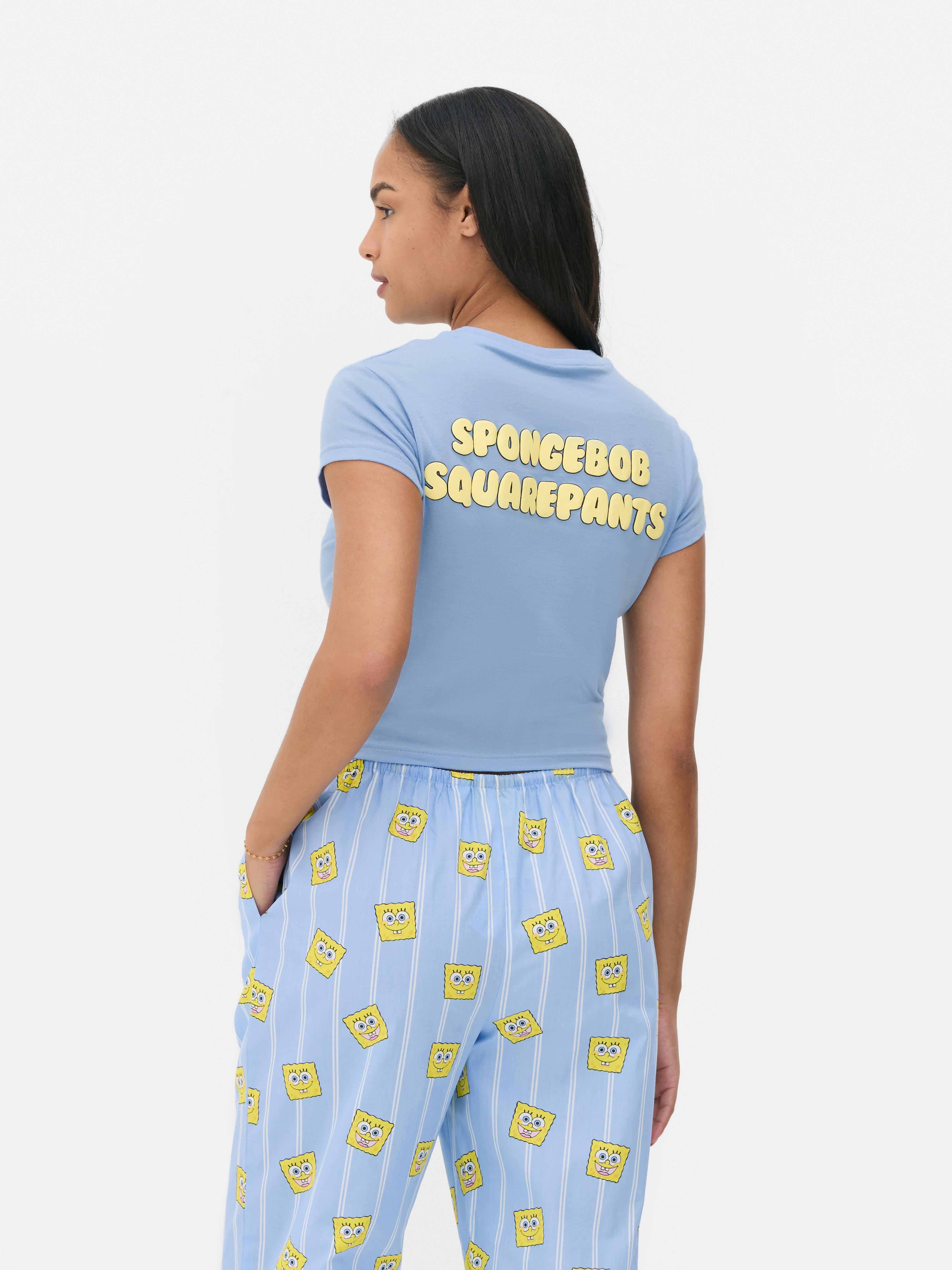 Womens Blue Spongebob Squarepants Cropped Pyjama Top | Primark