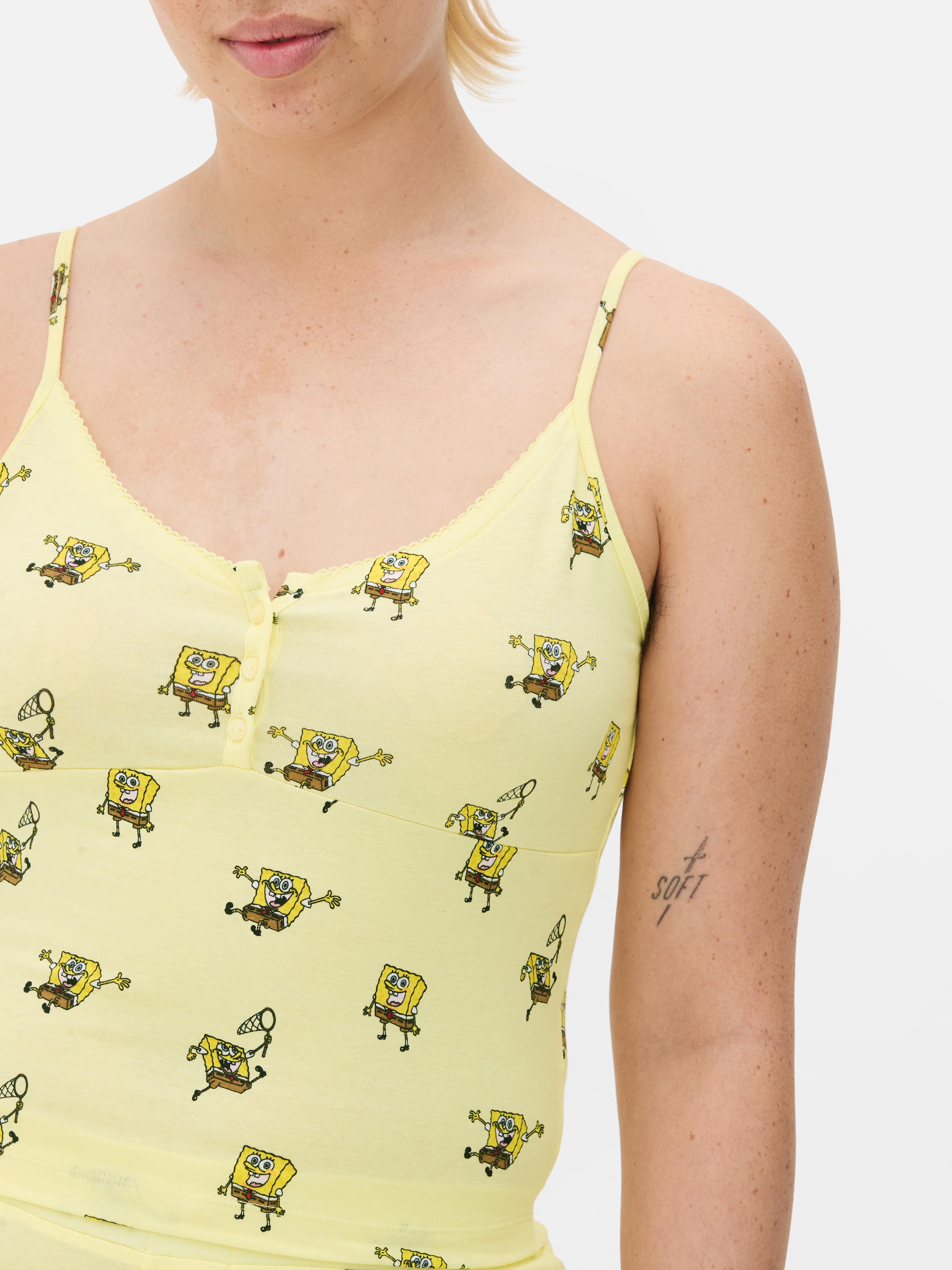 Womens Yellow SpongeBob SquarePants Boxer Short Pyjama Set | Primark