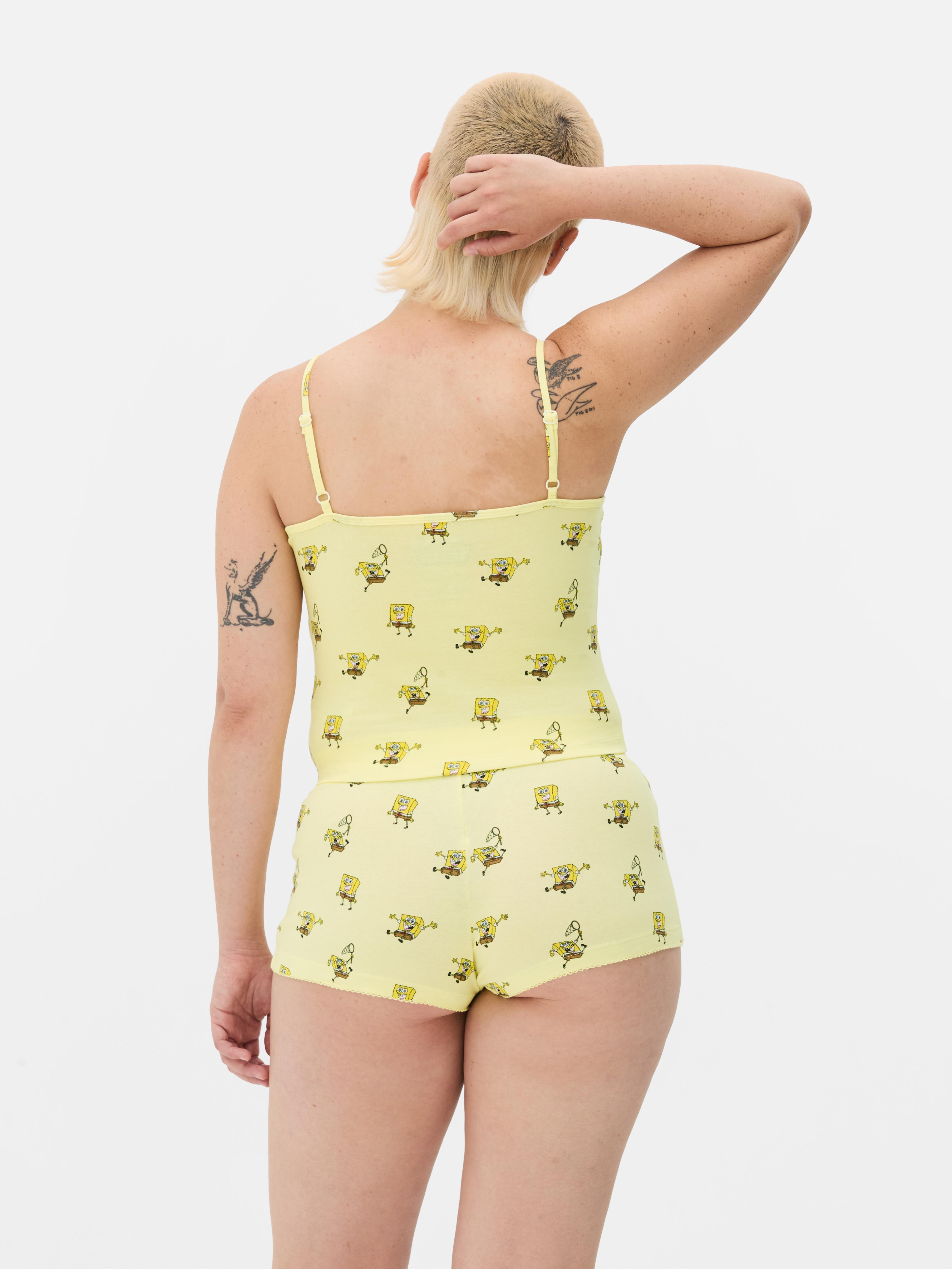 Womens Yellow SpongeBob SquarePants Boxer Short Pyjama Set | Primark