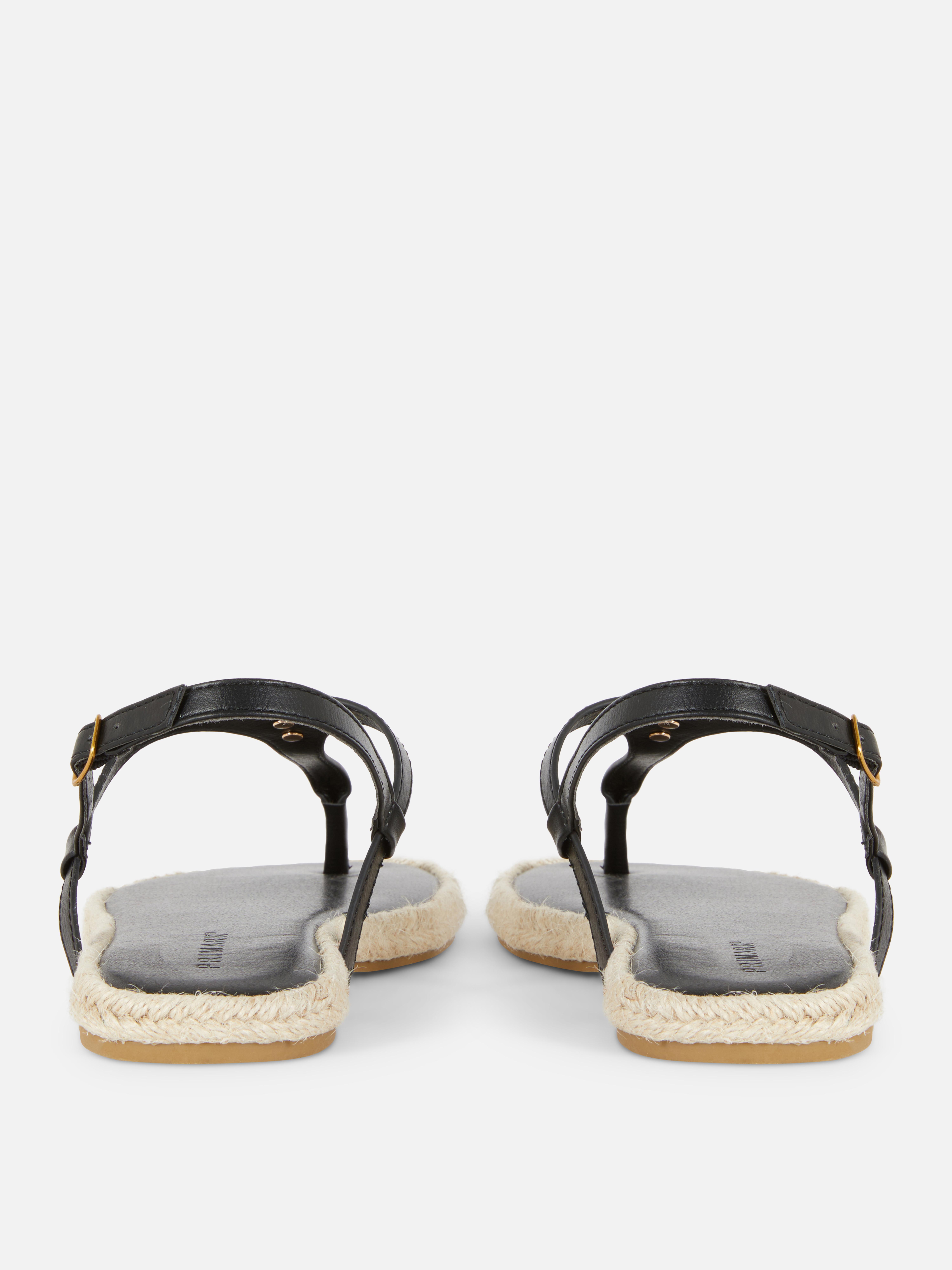 Sandale din iută cu baretă între degete - Negru - | Primark