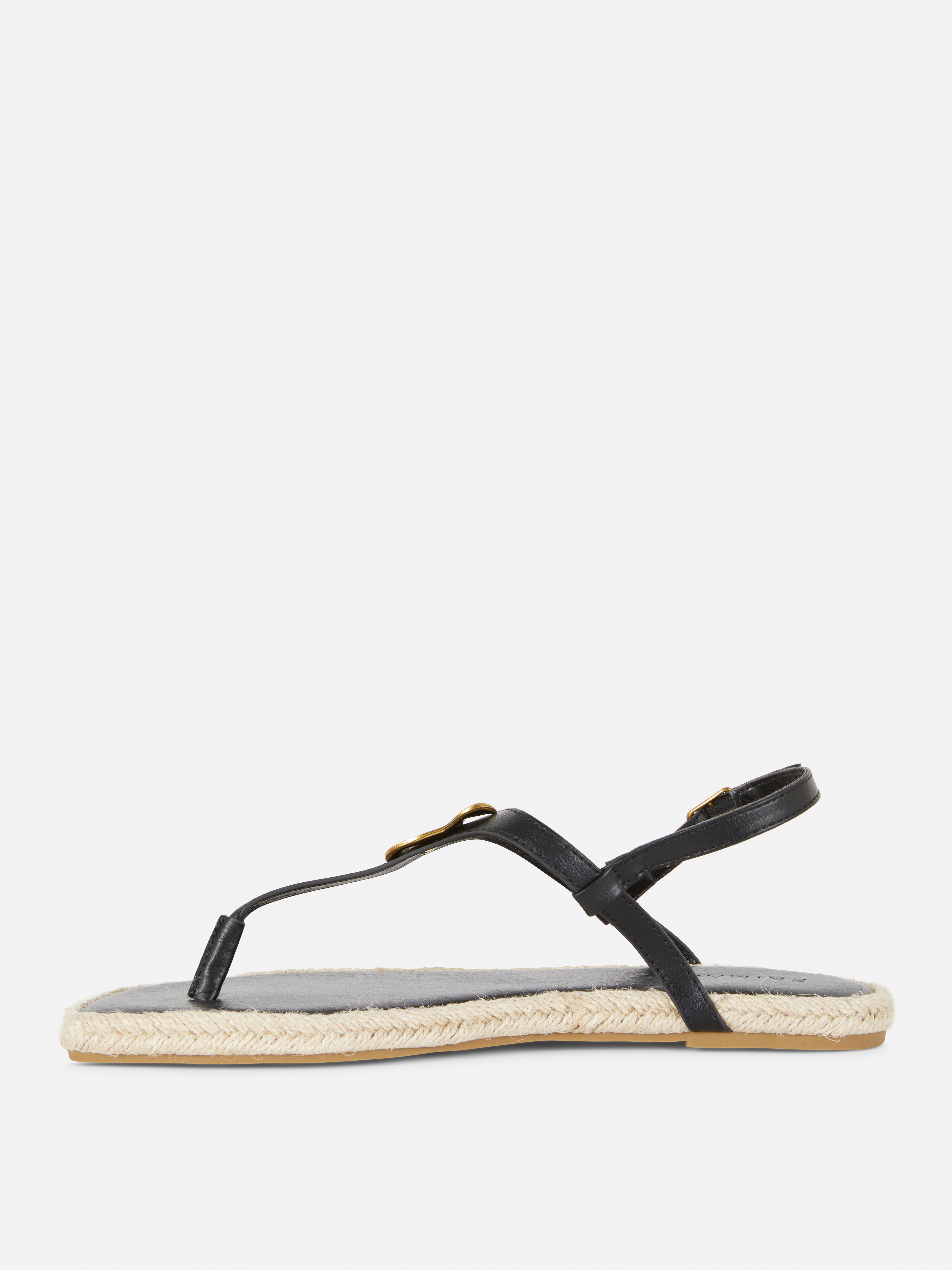 Sandale din iută cu baretă între degete - Negru - | Primark