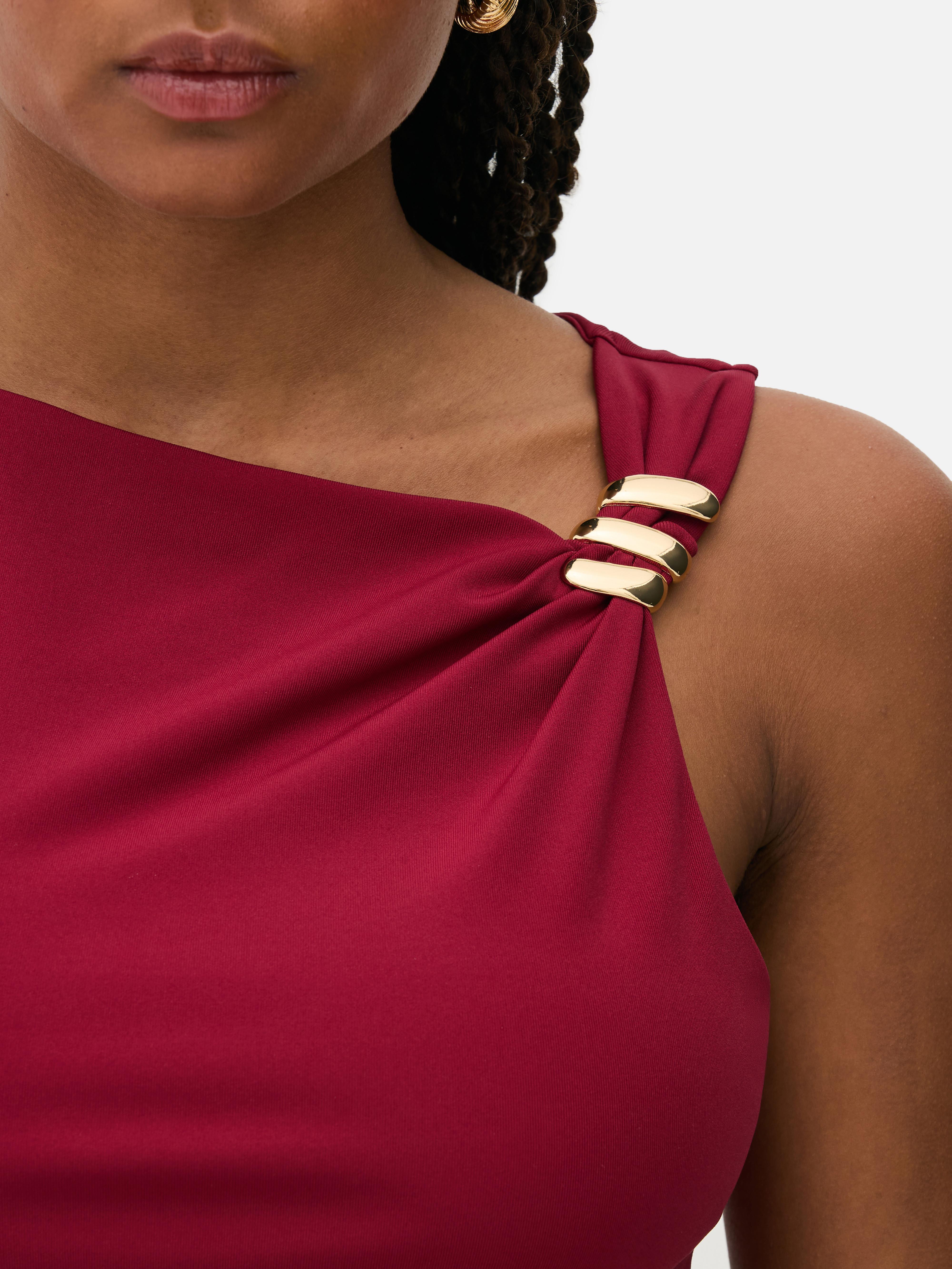Women's Burgundy Sleeveless Top with Gold Hardware | Primark