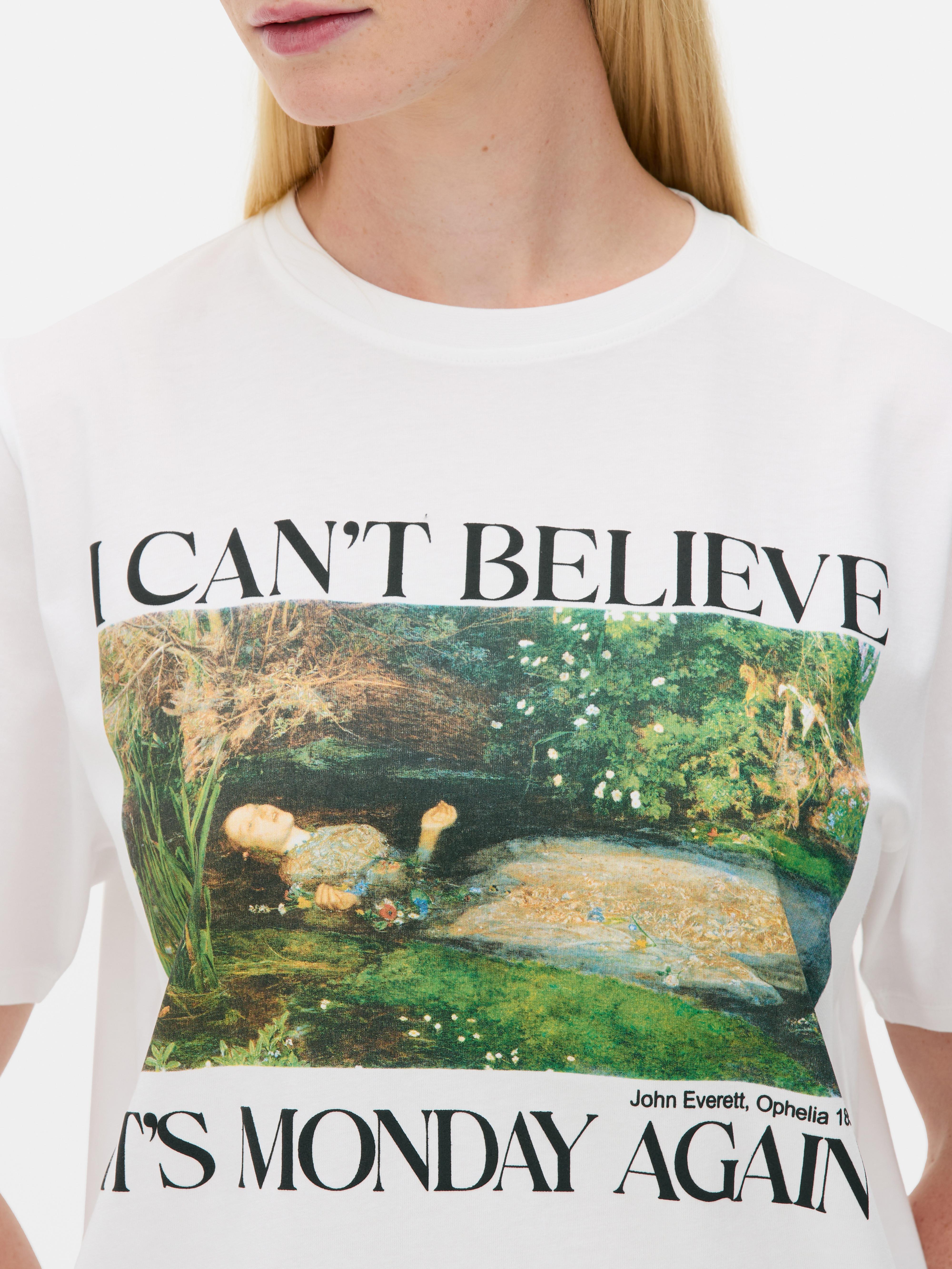 Tricou cu guler rotund Art Monday - Alb - Femei | Primark