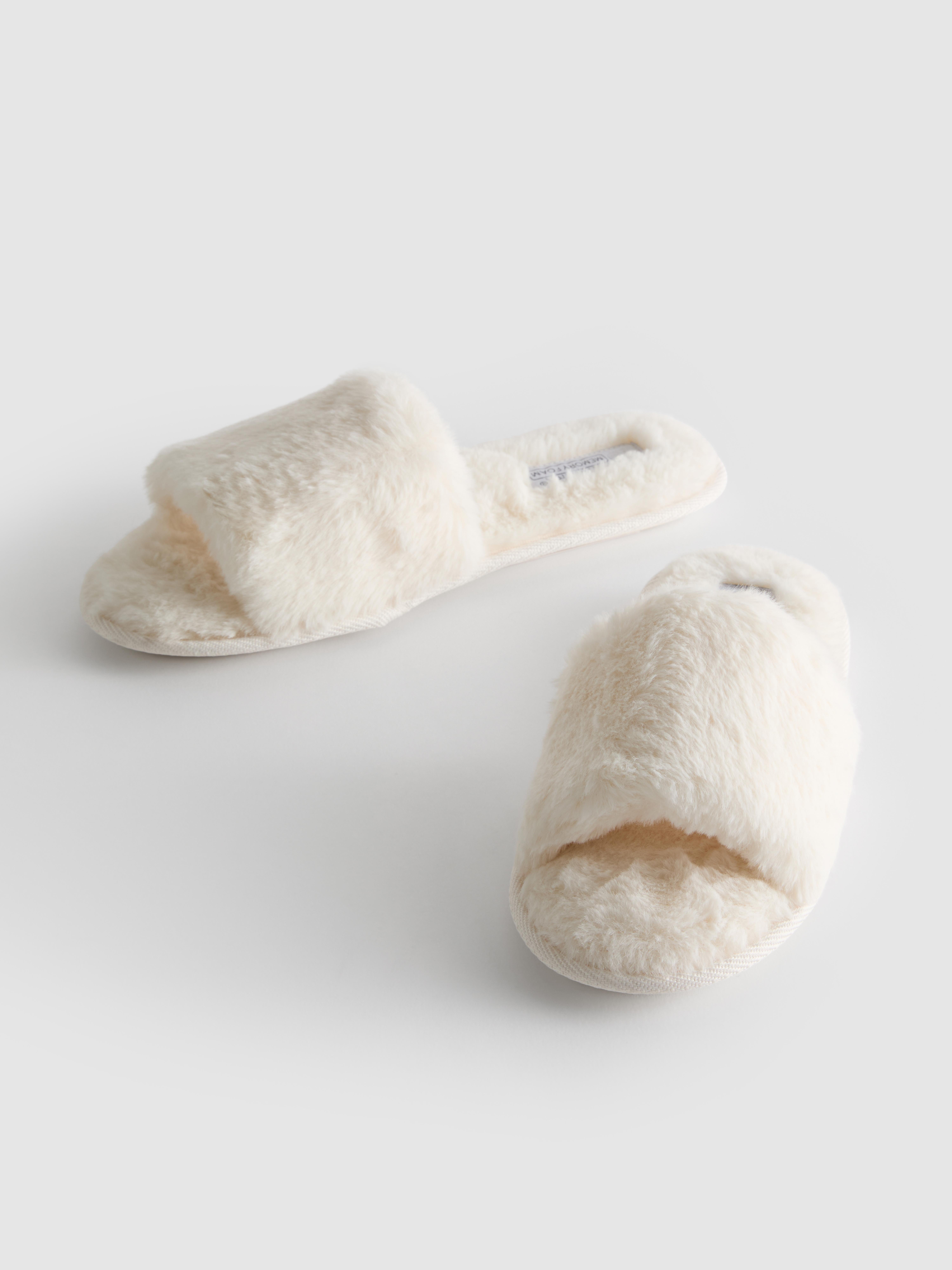 Womens Cream Fluffy Crossband Slippers | Primark