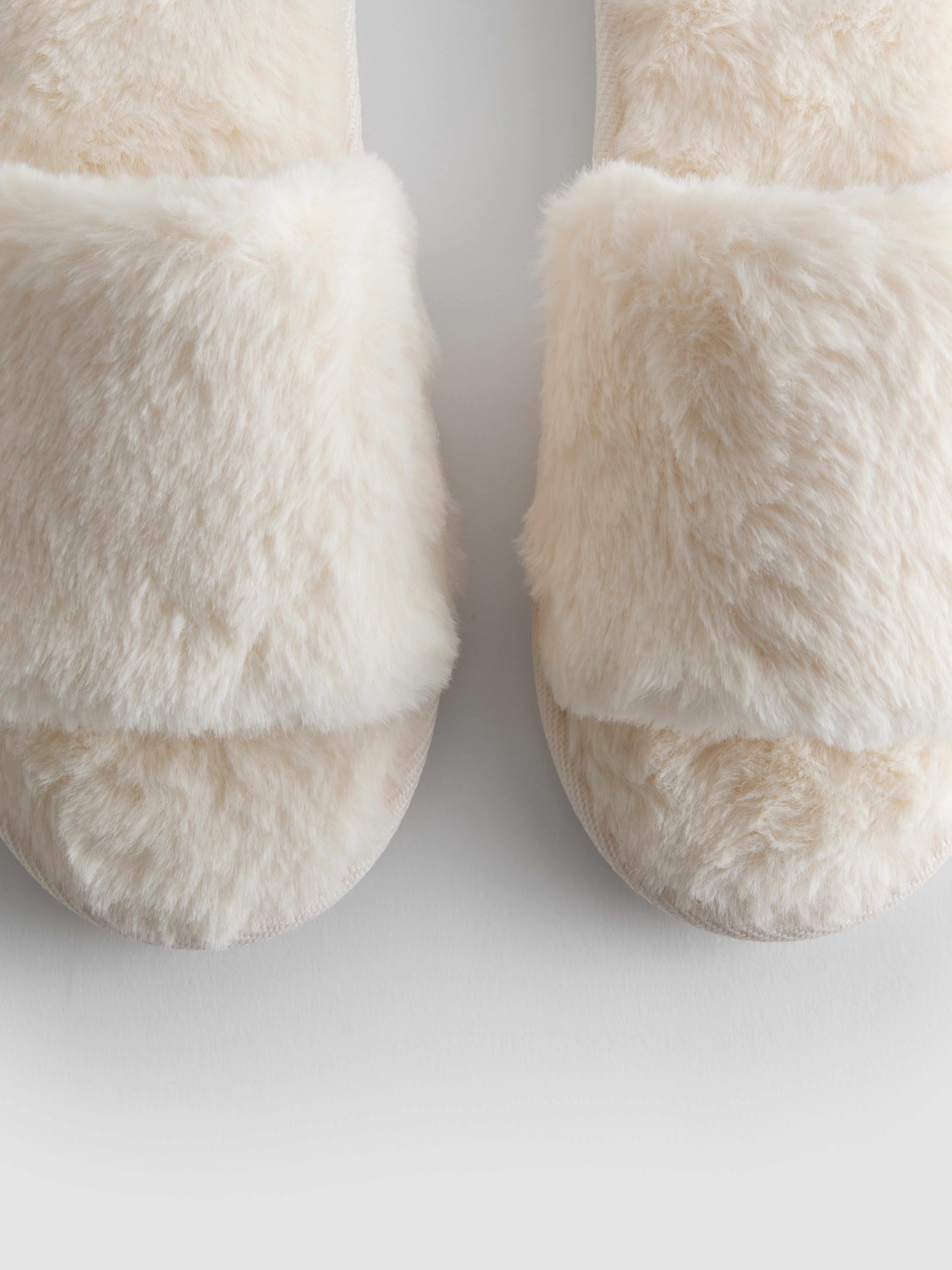 Womens Cream Fluffy Crossband Slippers | Primark