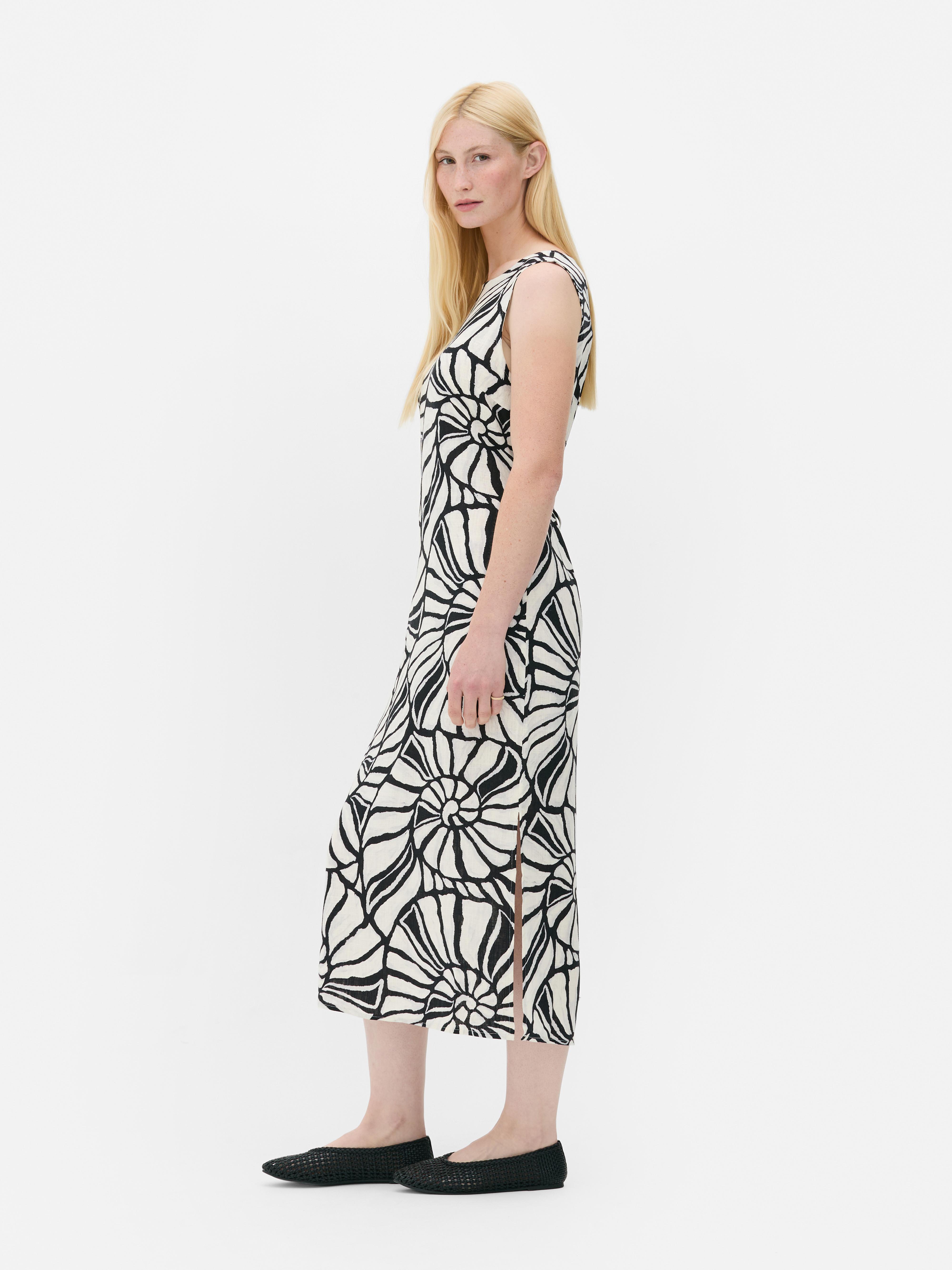 Women's White/Black Printed Shell Midi Dress | Primark