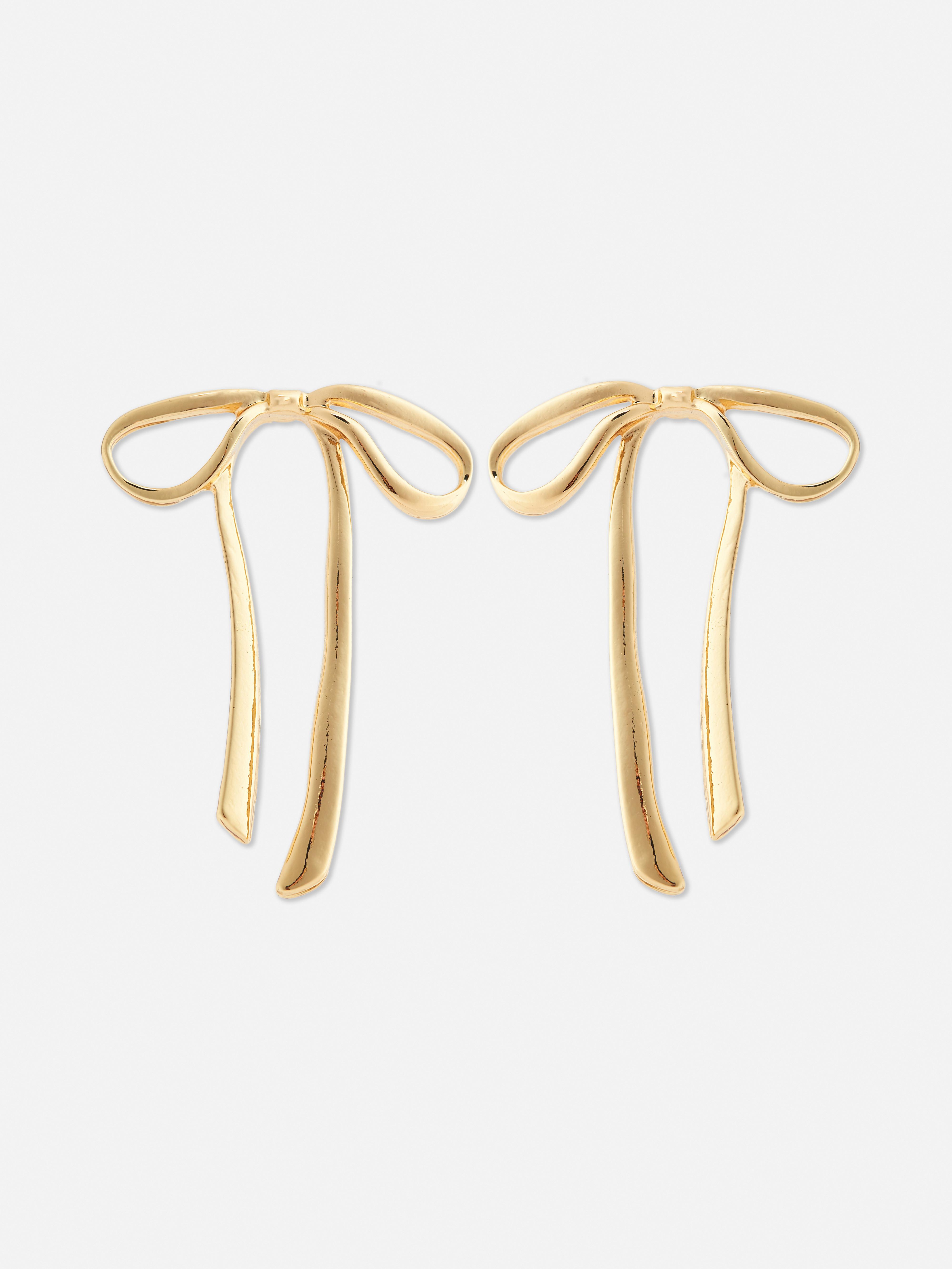 Women's Diamanté Bow Drop Earrings - White | Primark