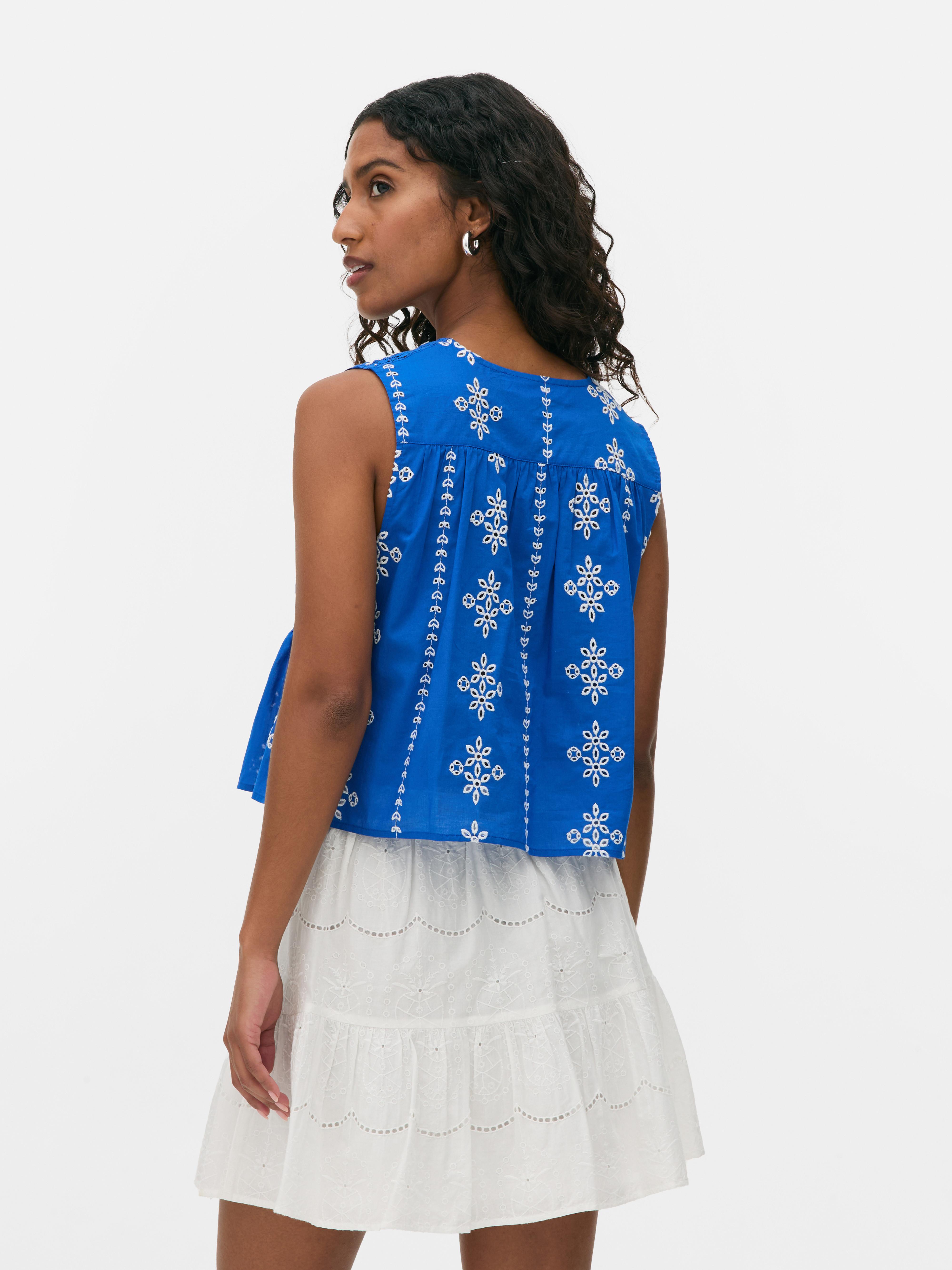 Haut ajouré à nouer sur le devant - Bleu - Femme | Primark