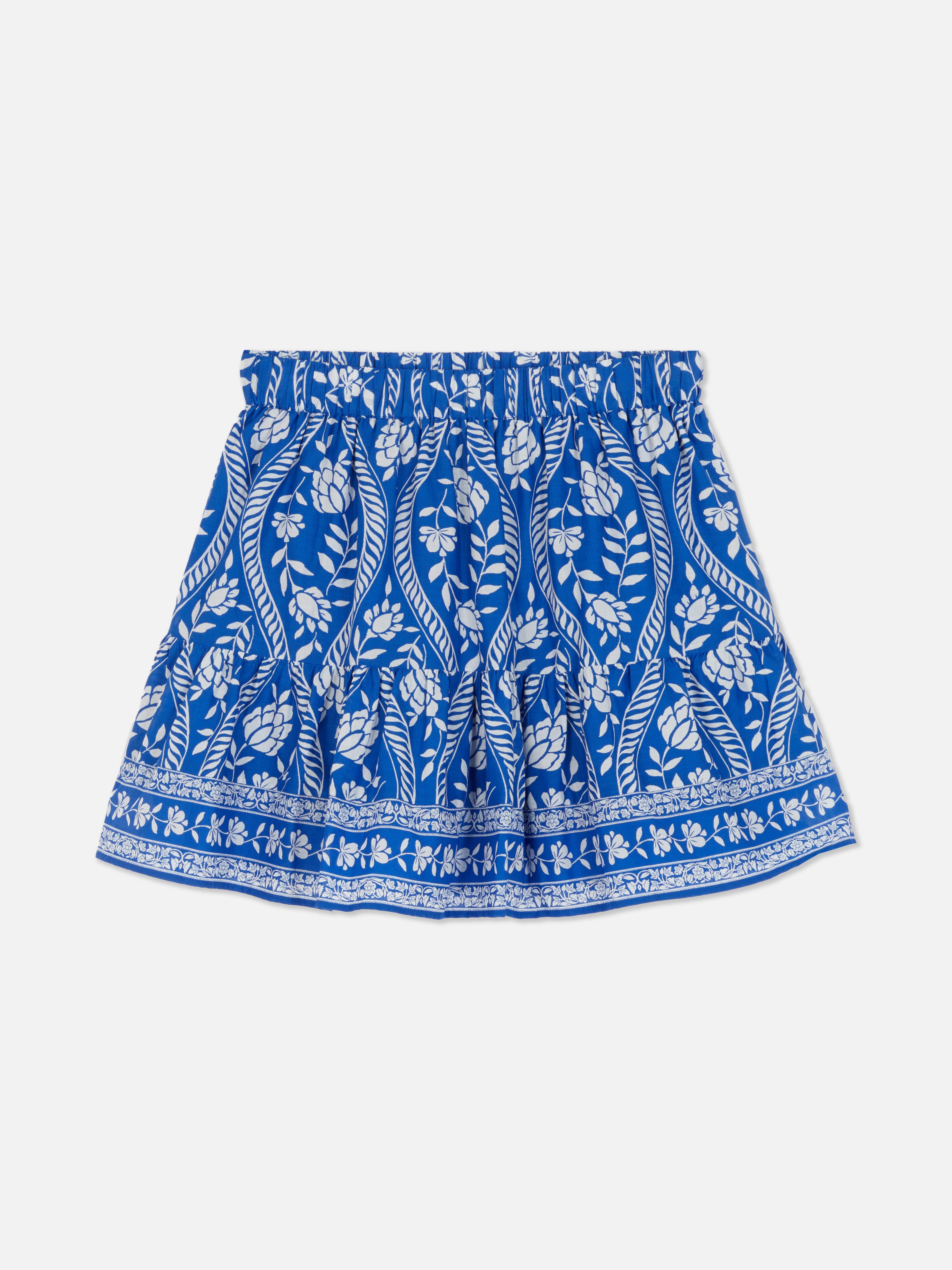 Bedruckter, gestufter Minirock - Blau - Damen | Primark