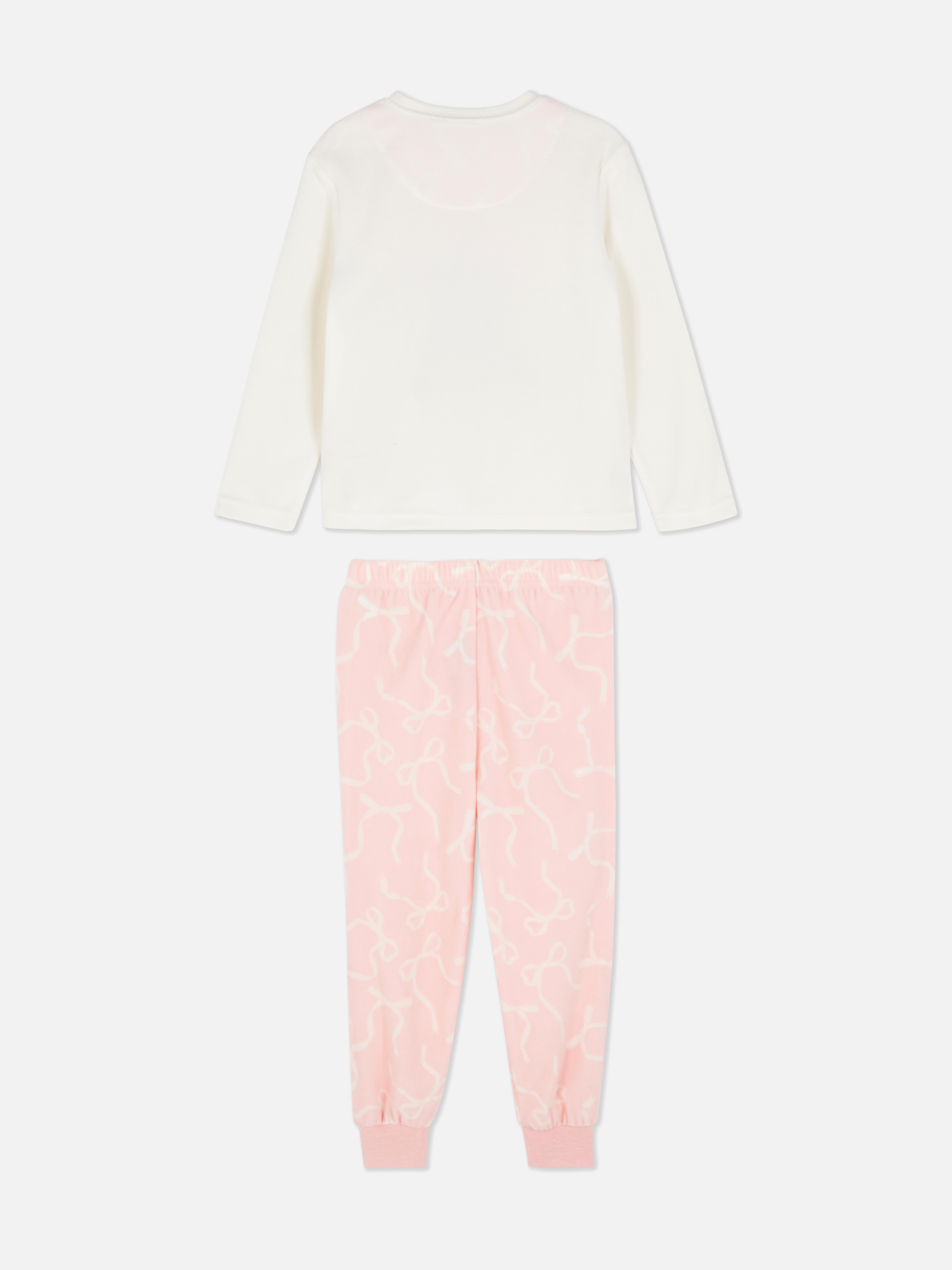 Girls Ivory 1.5-8yrs | Teddy Bear Graphic Fleece Pajamas | Primark