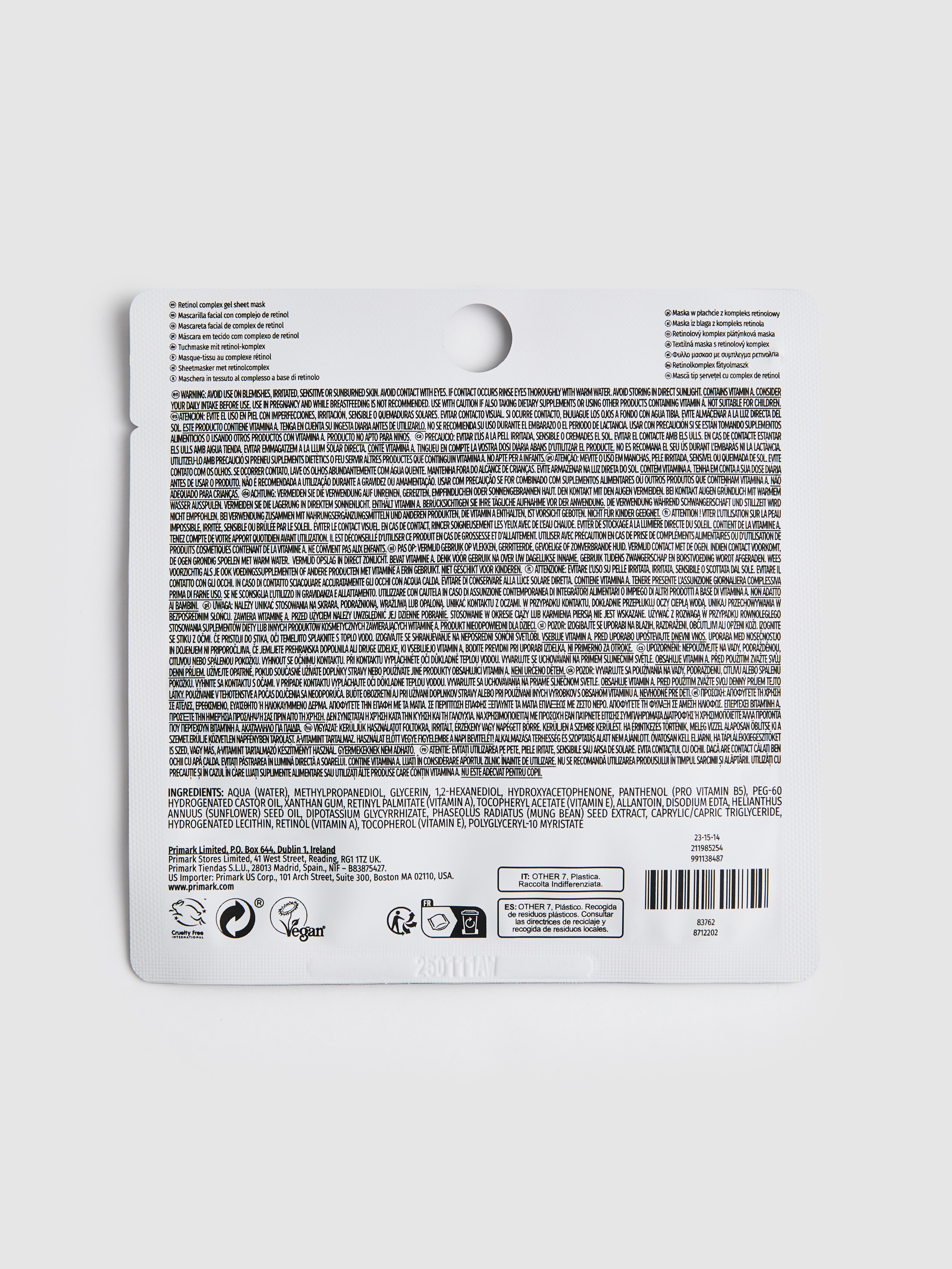 PS... Skin Gel-Tuchmaske mit Retinol | Primark