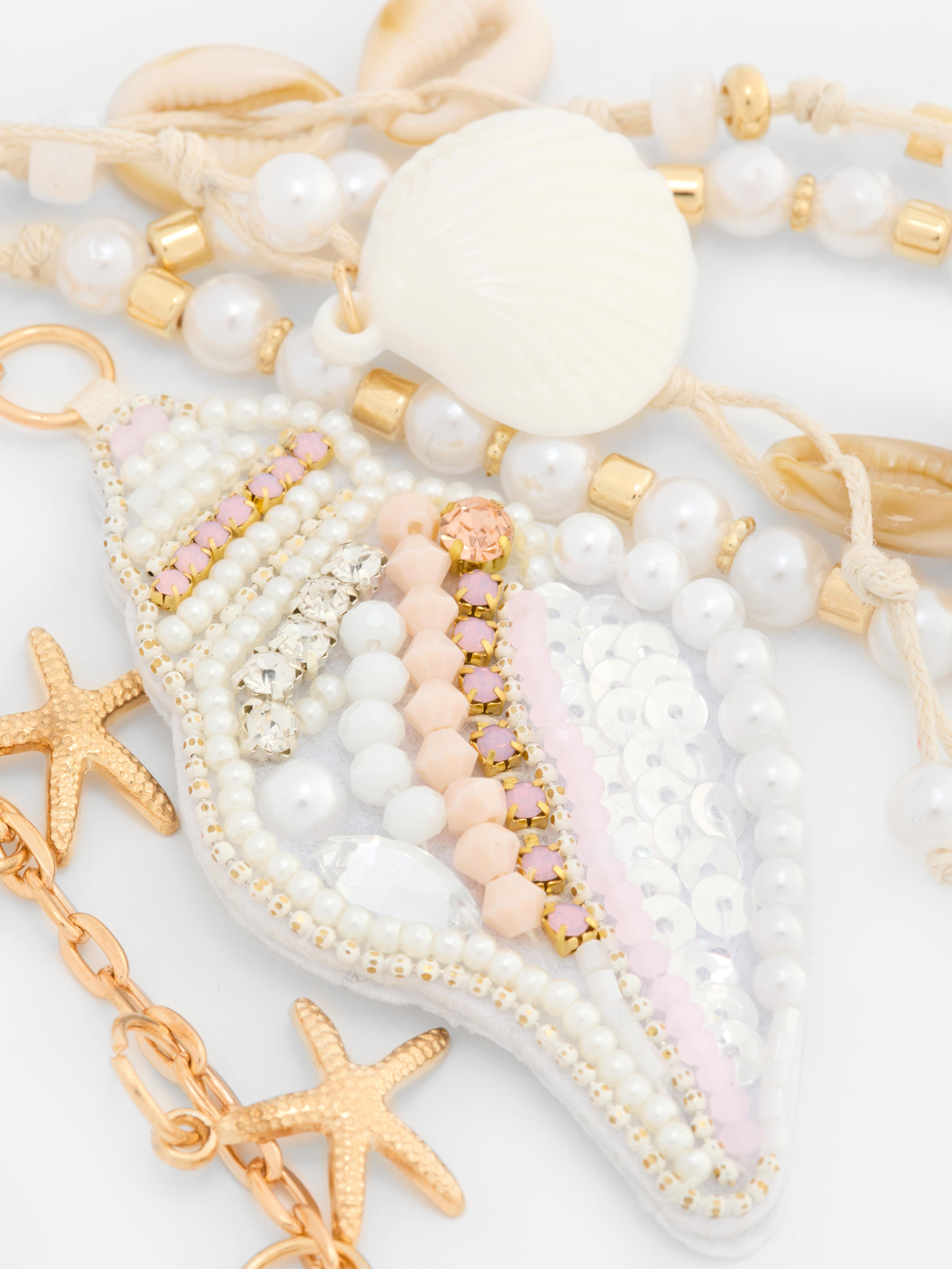 Women's Ivory Beaded Shell Bag Charm | Primark