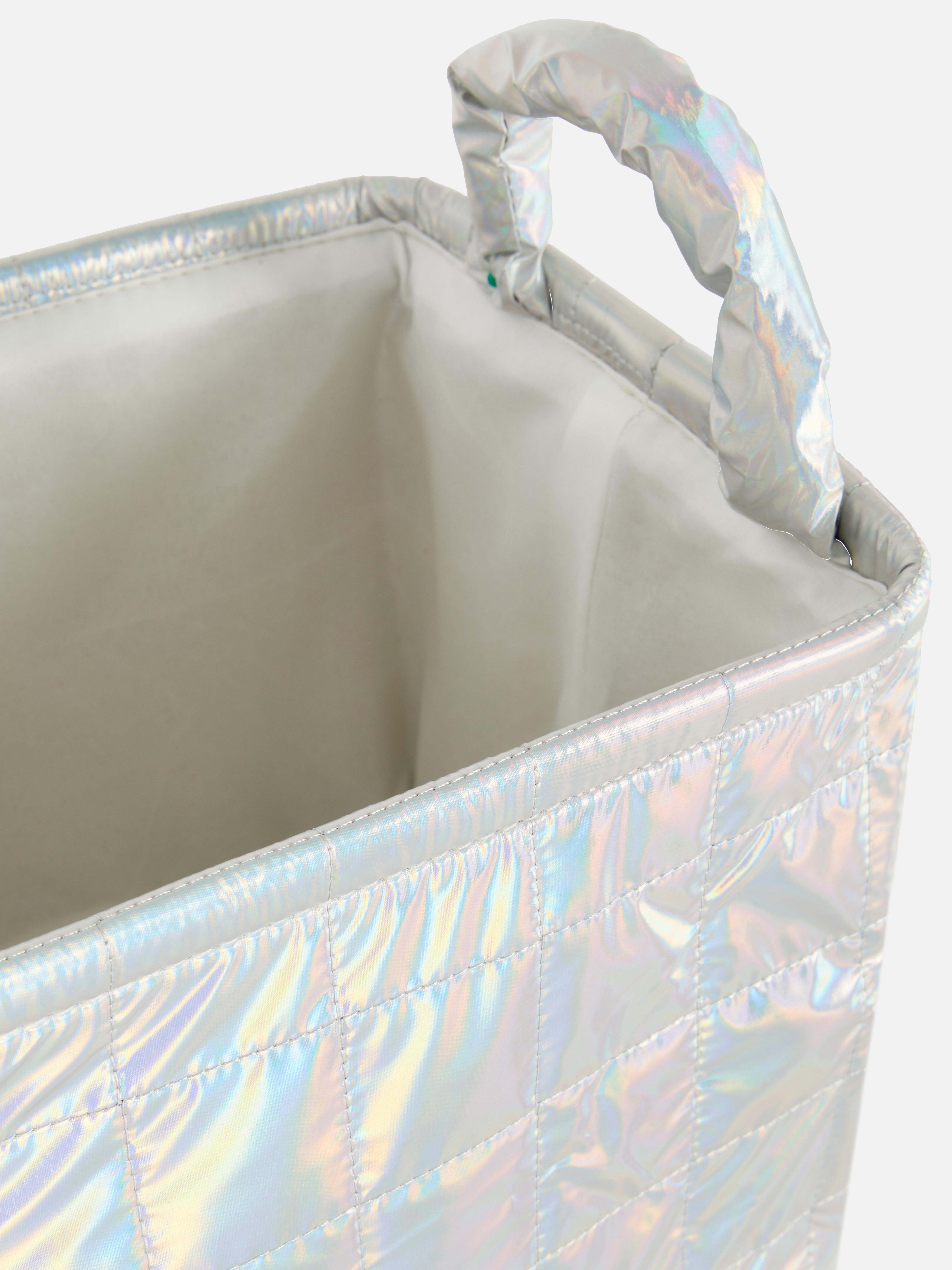 Silver Medium Holographic Storage Basket | Primark