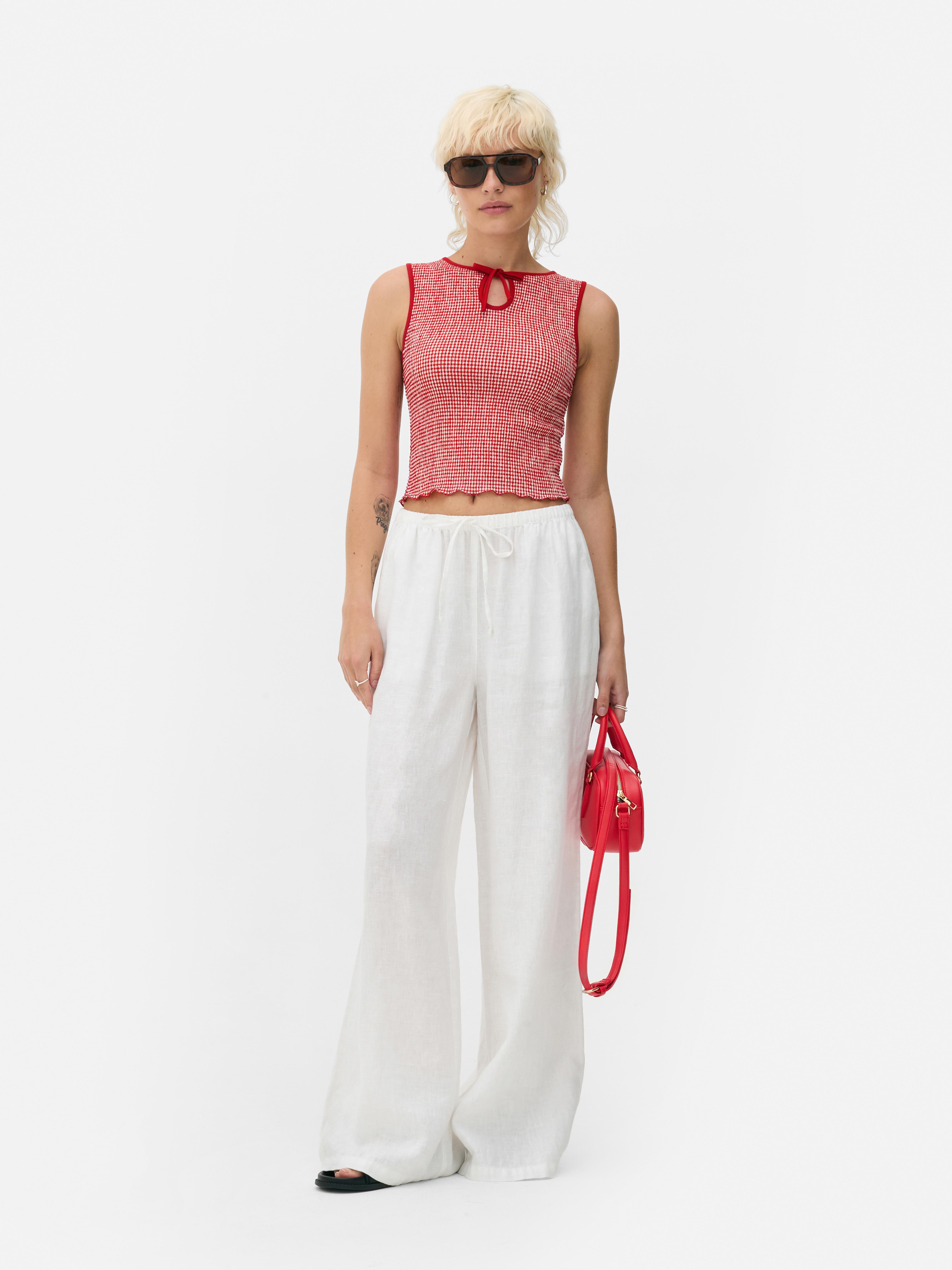 Women's Red Gingham Keyhole Vest | Primark