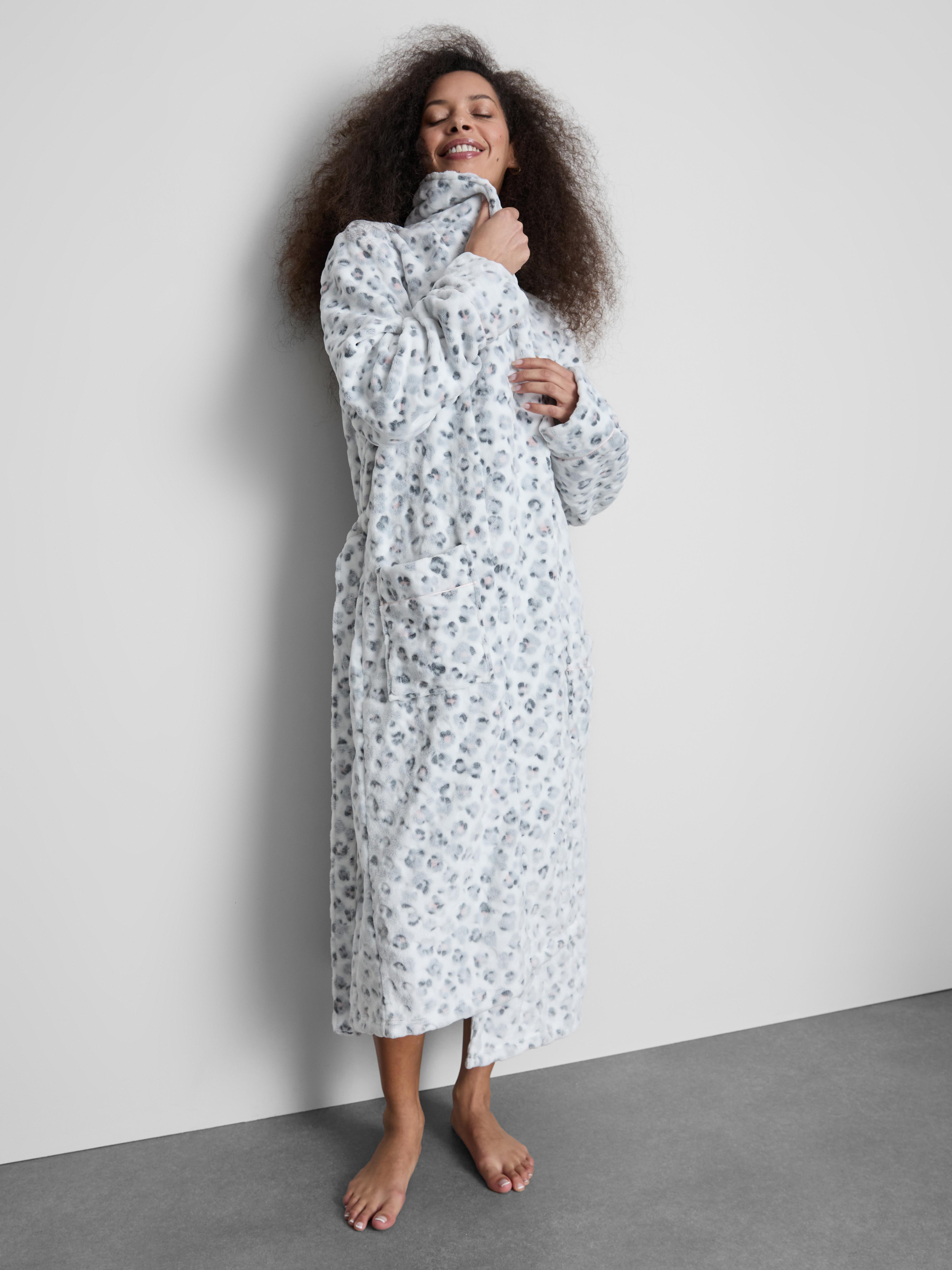 Robe de chambre mi-longue douillette à nouer - Gris clair - Femme | Primark