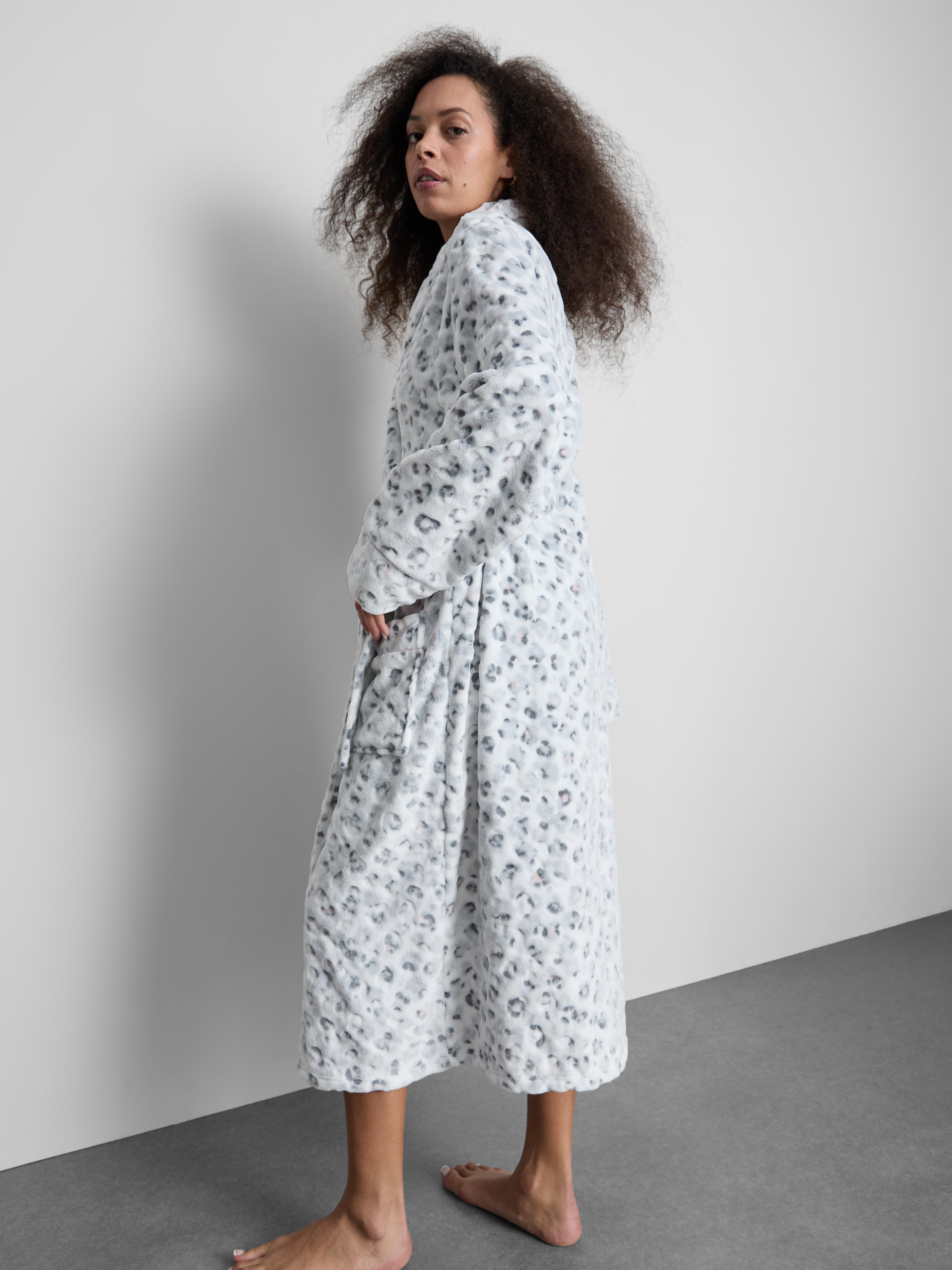 Robe de chambre mi-longue douillette à nouer - Gris clair - Femme | Primark