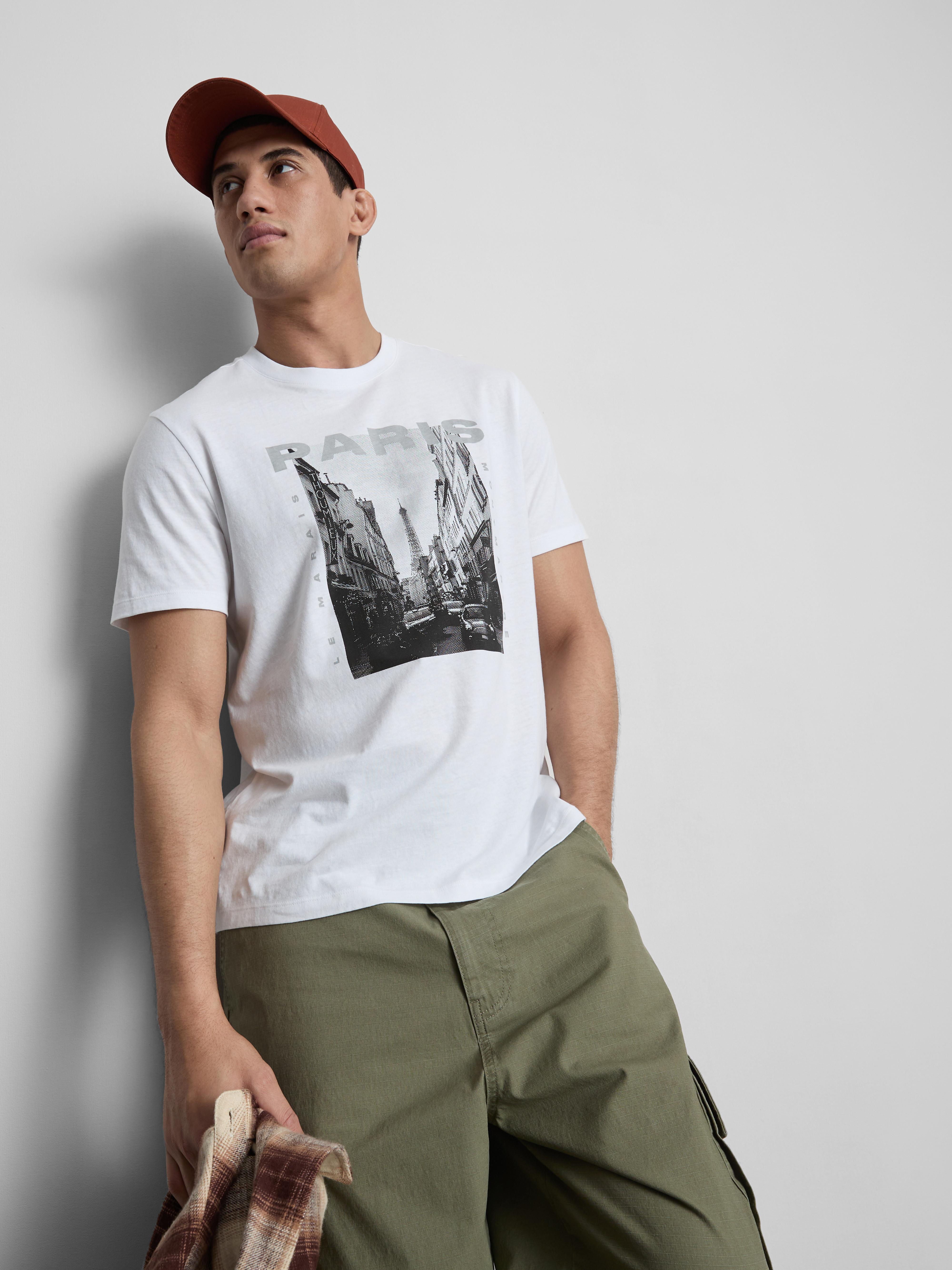 Mens White Paris Graphic Short Sleeve T-Shirt | Primark