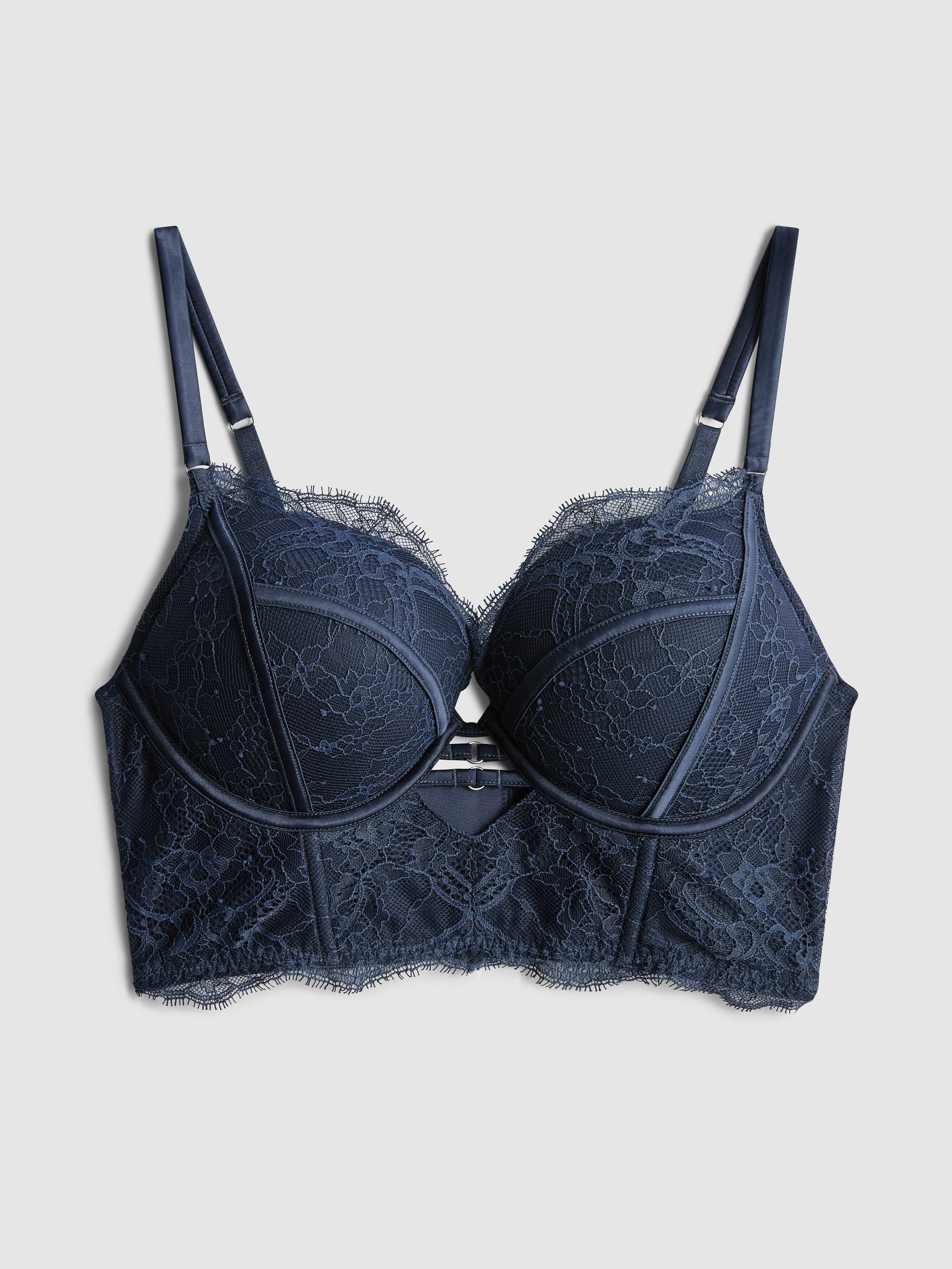 Women's Navy Long Line Maximise Lace Bra | Penneys