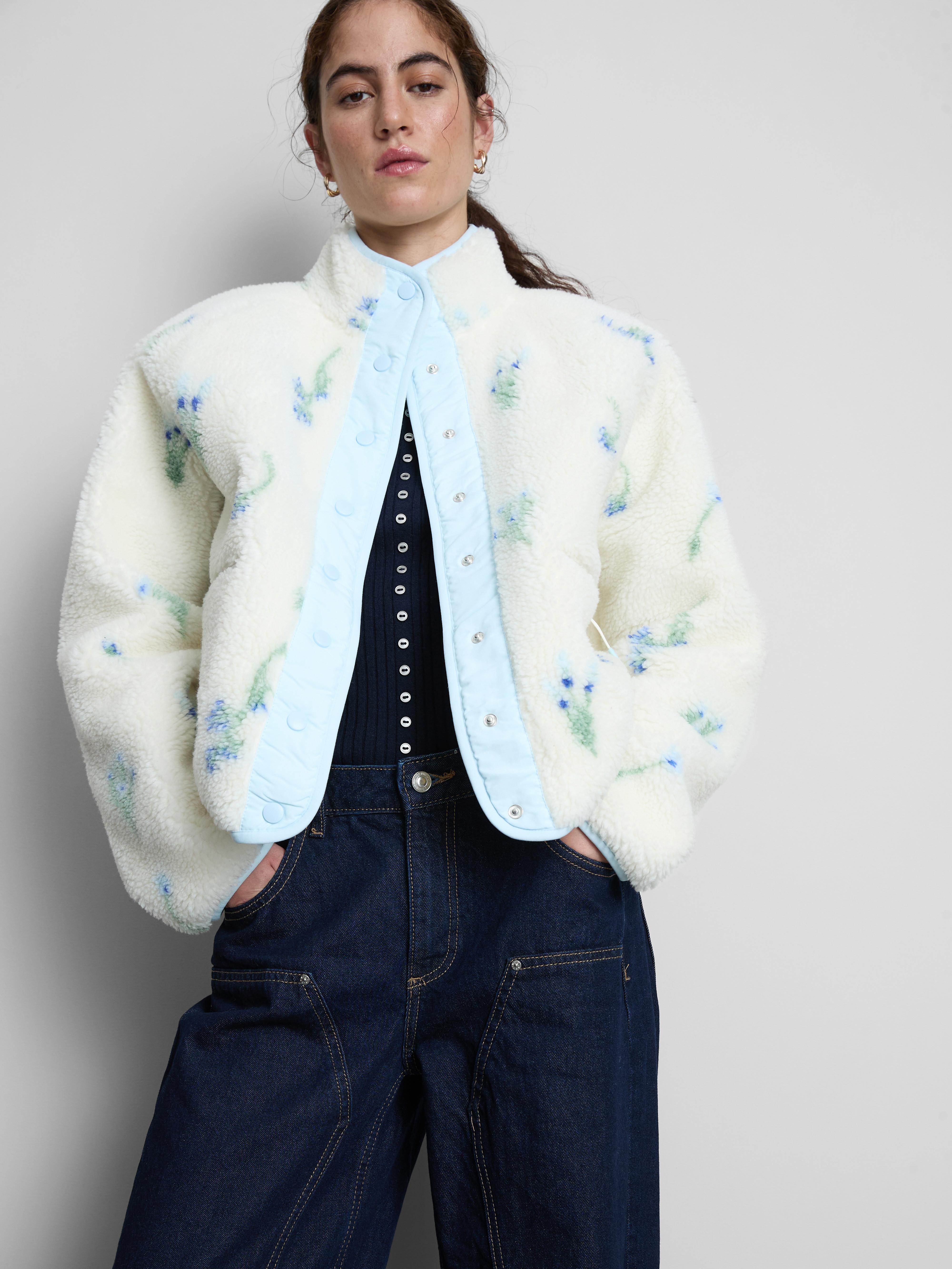 Women's Blue Printed Snap Button Borg Fleece | Primark