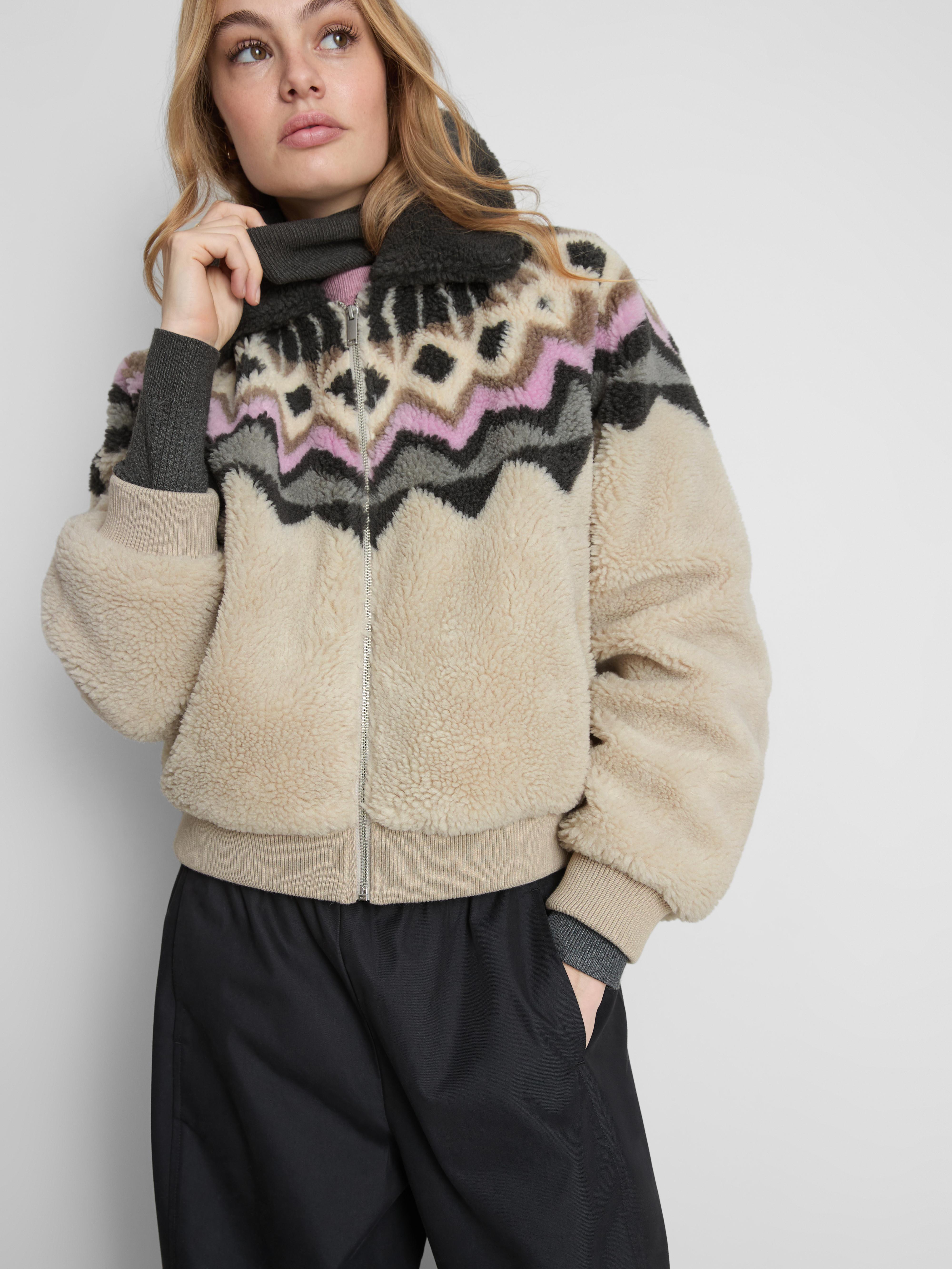 Womens Grey Alpine Borg Bomber Jacket | Primark