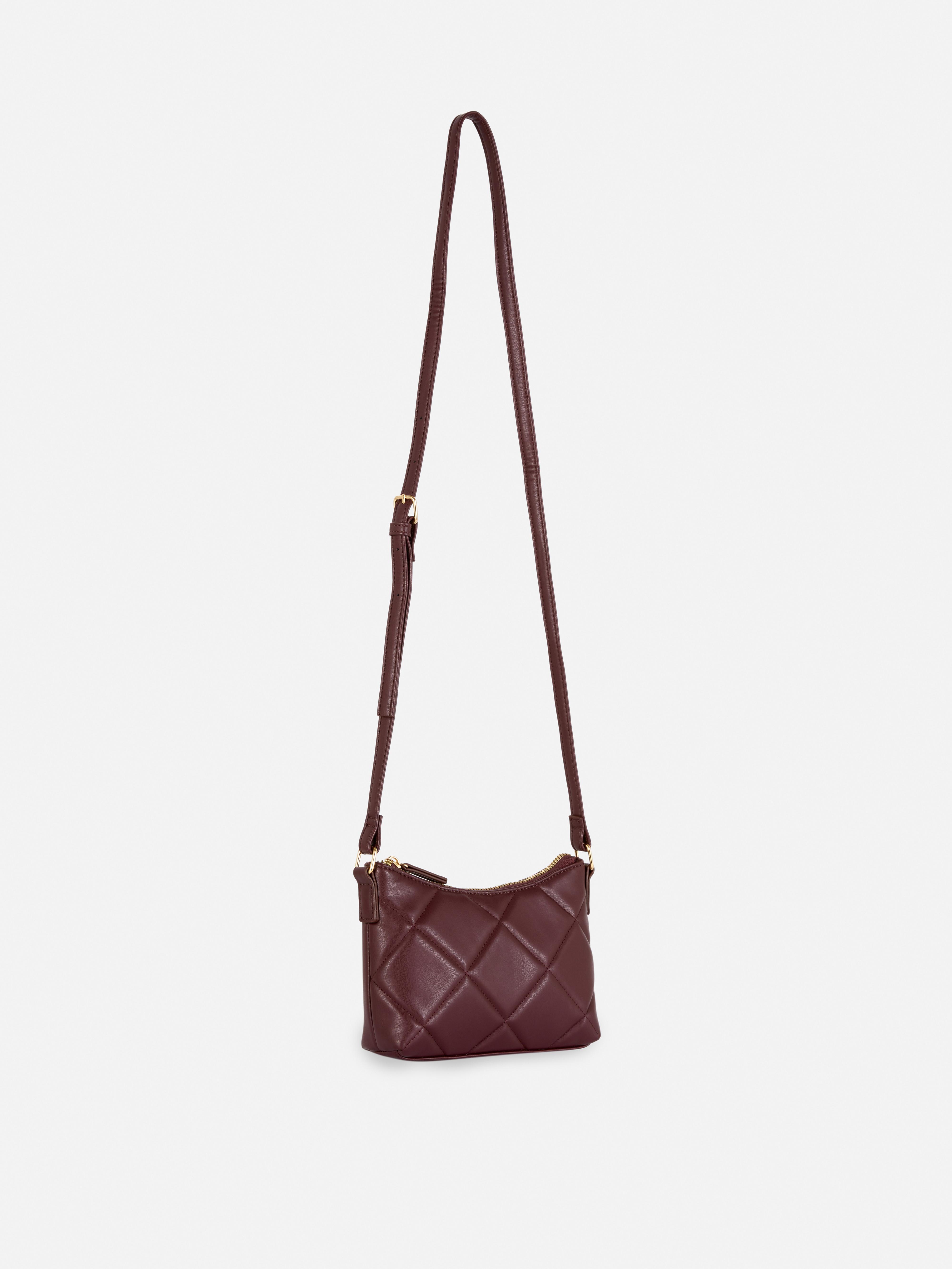 Women's Burgundy Quilted Crossbody Bag | Primark