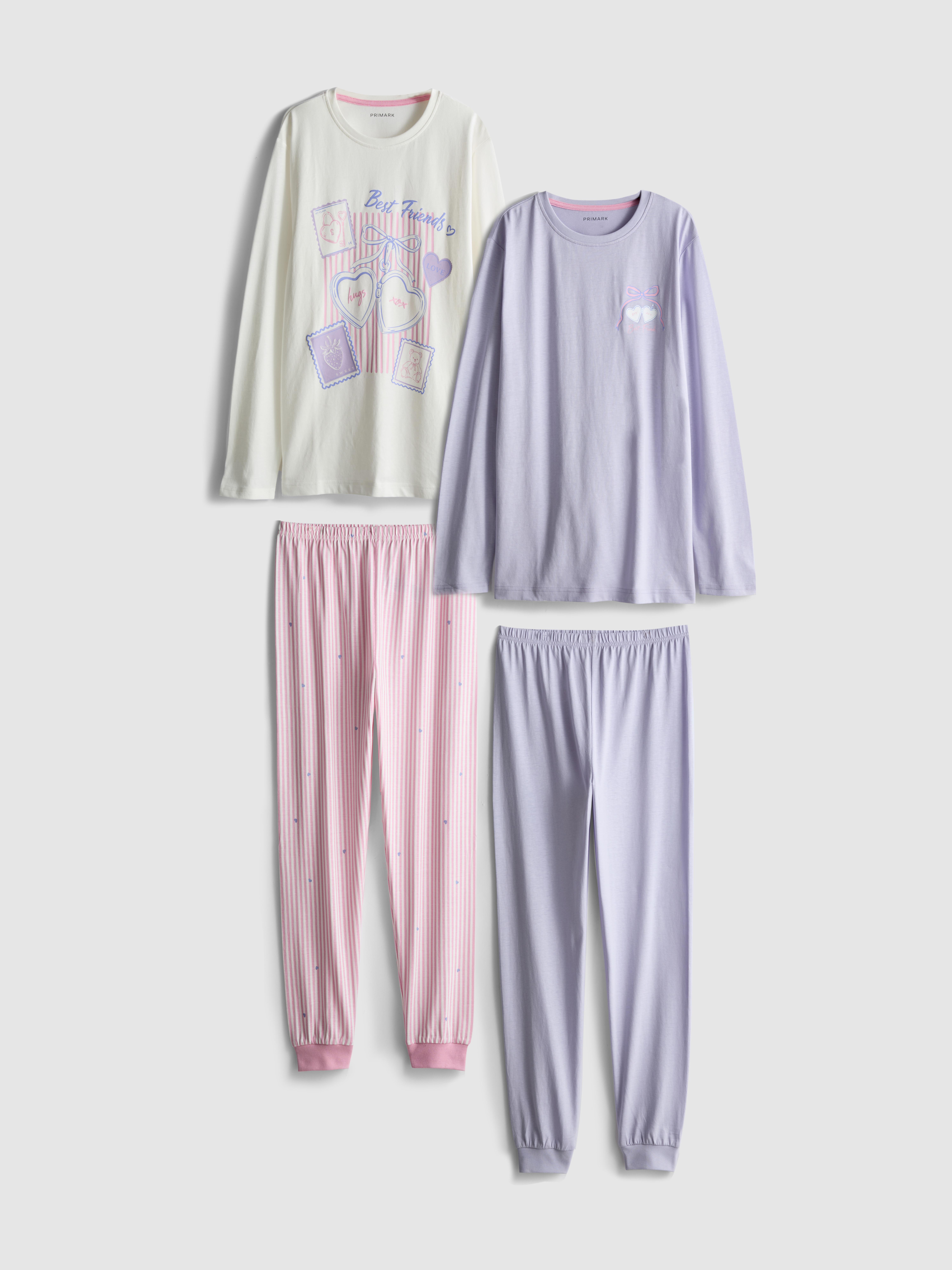 Girls Pink 7-15yrs | 2pk Heart Locket Graphic Pyjamas | Primark