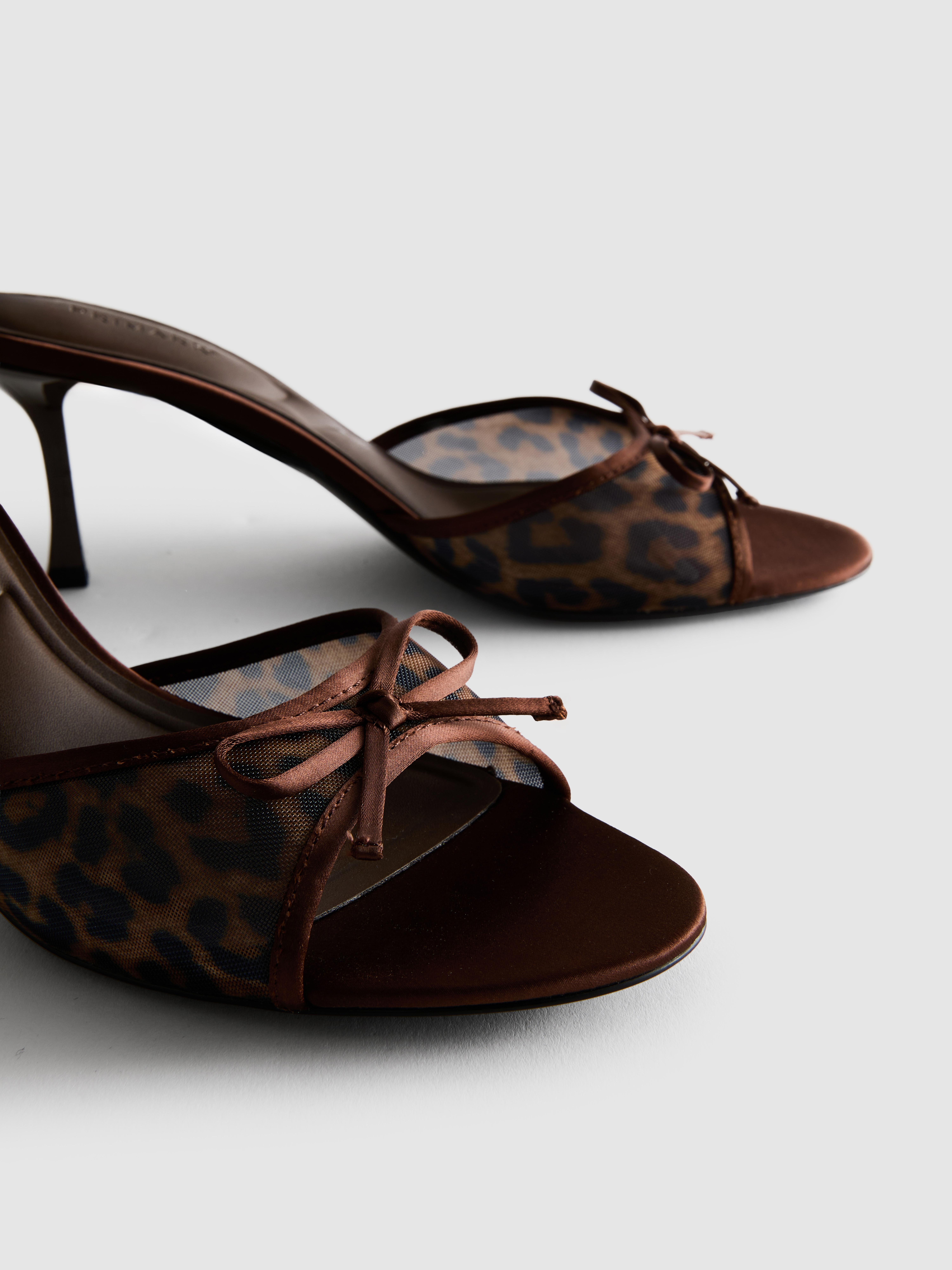 Zapatos de tacón de malla destalonados con lazo - Multicolor - Mujer ...