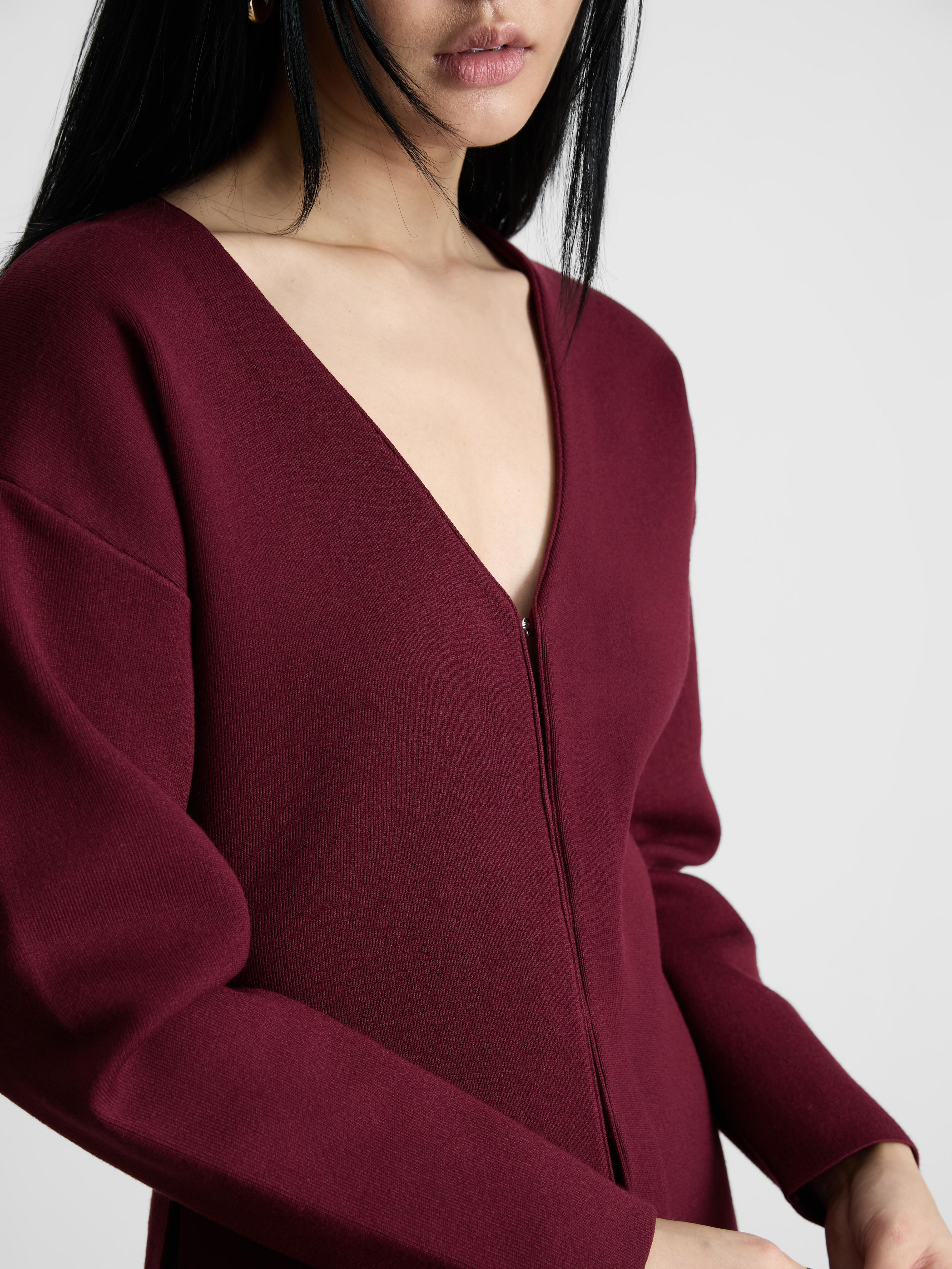 Women's Burgundy Sculpted V-Neck Cardigan | Primark