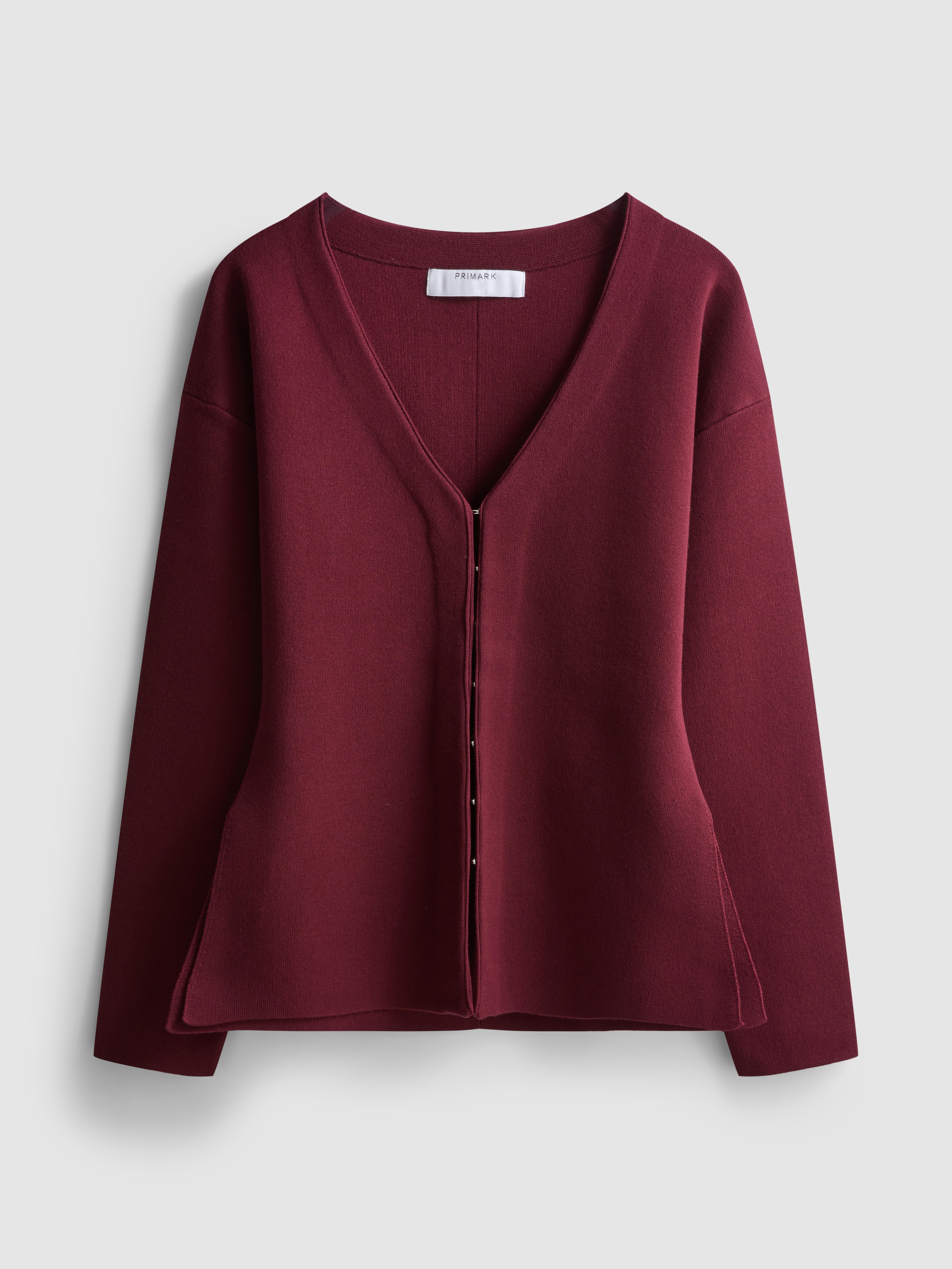 Women's Burgundy Sculpted V-Neck Cardigan | Primark