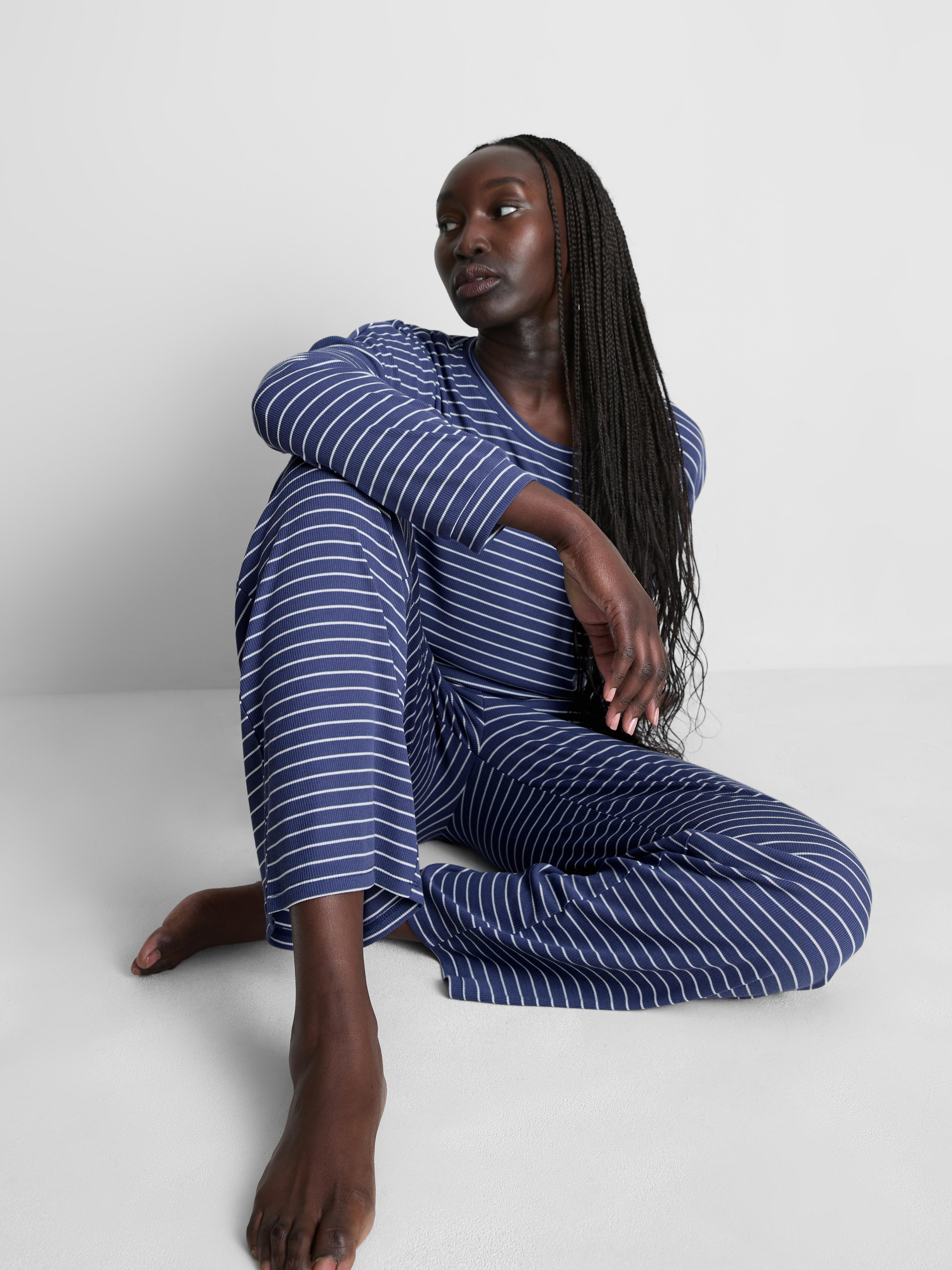 Womens Navy Striped Modal Blend Pyjama Bottoms | Primark