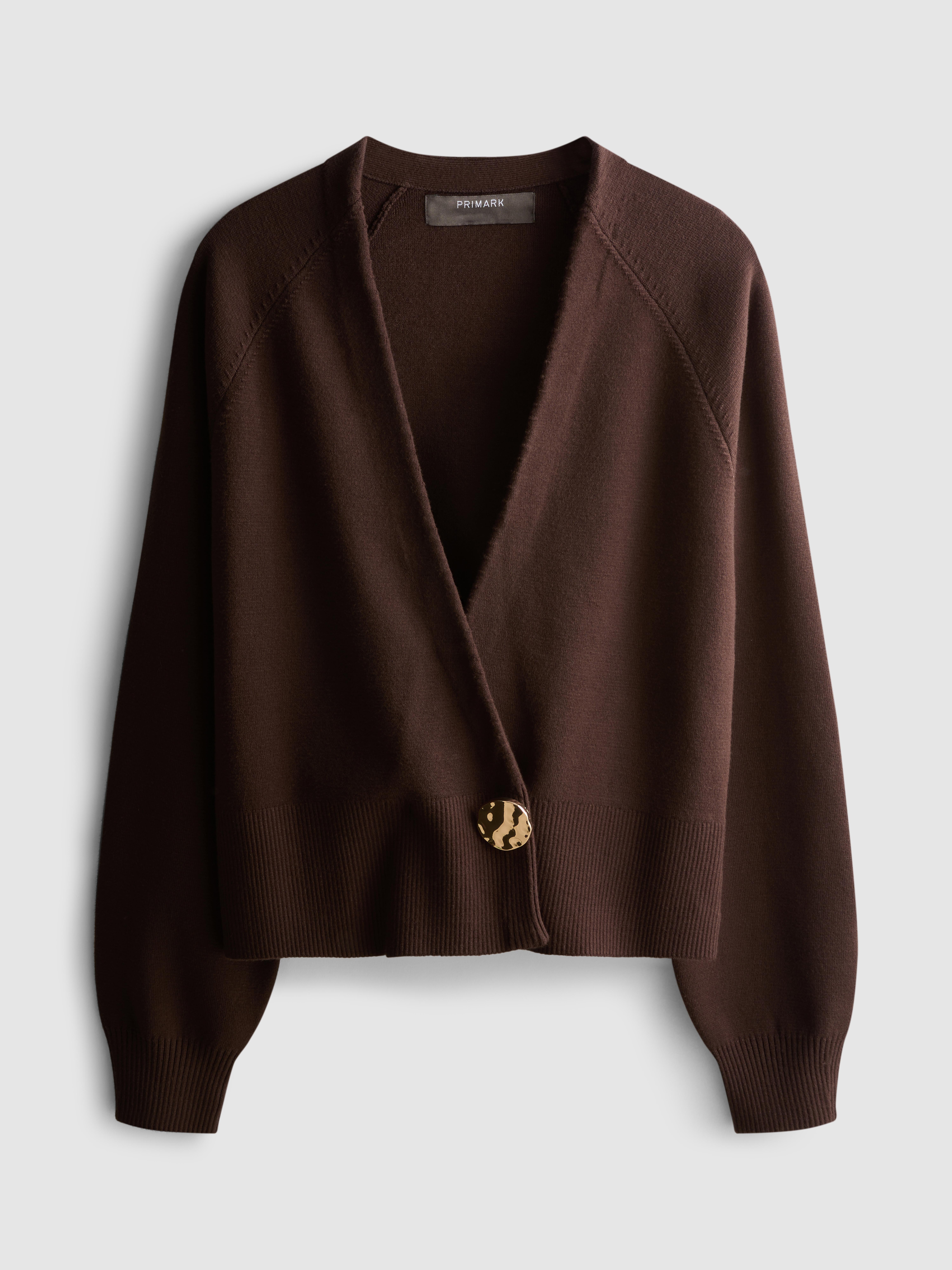 Womens Chocolate Sculpted Button Detail Cardigan | Primark
