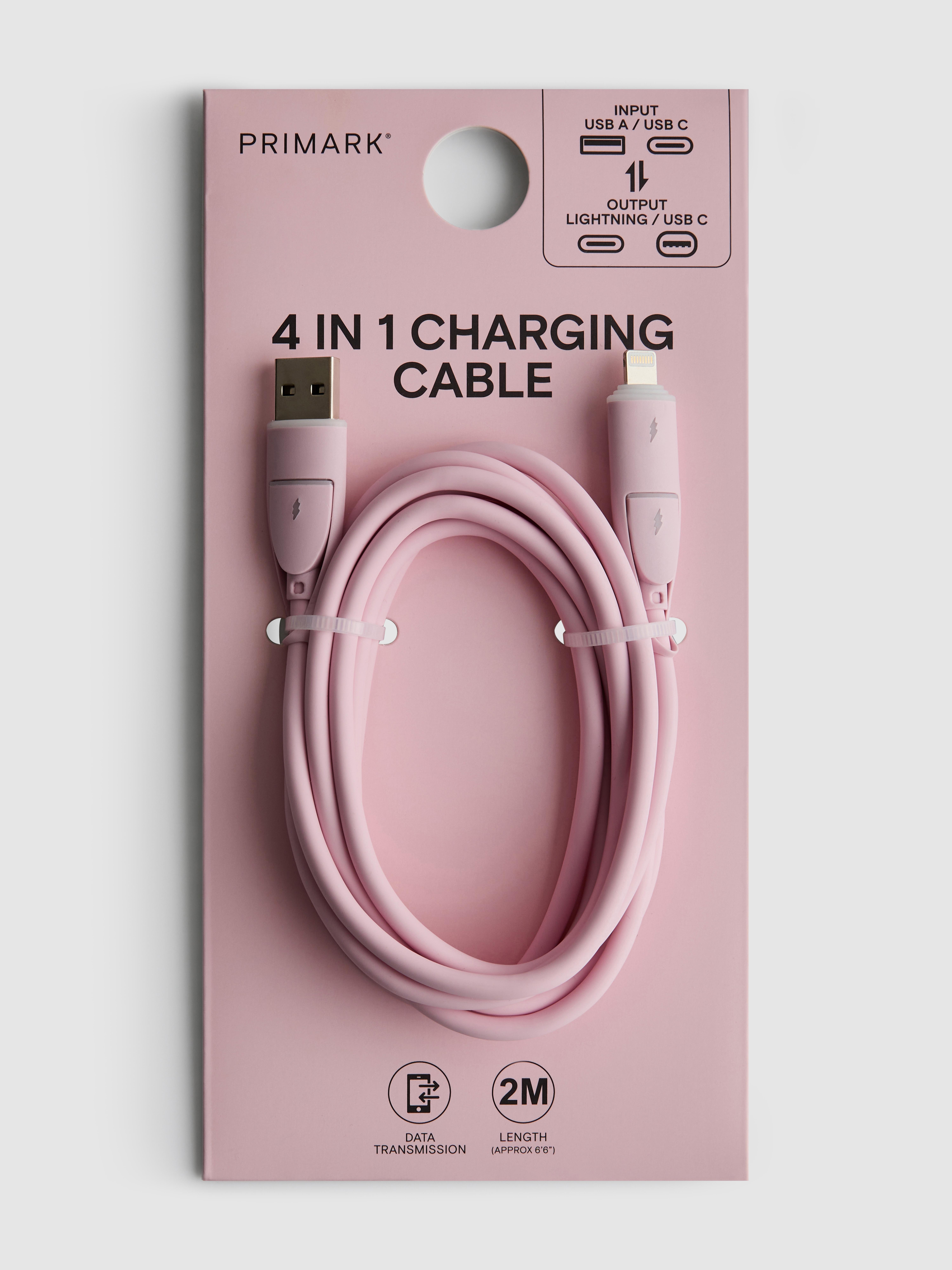 Light Pink 4-in-1 Split Charging Cable | Primark