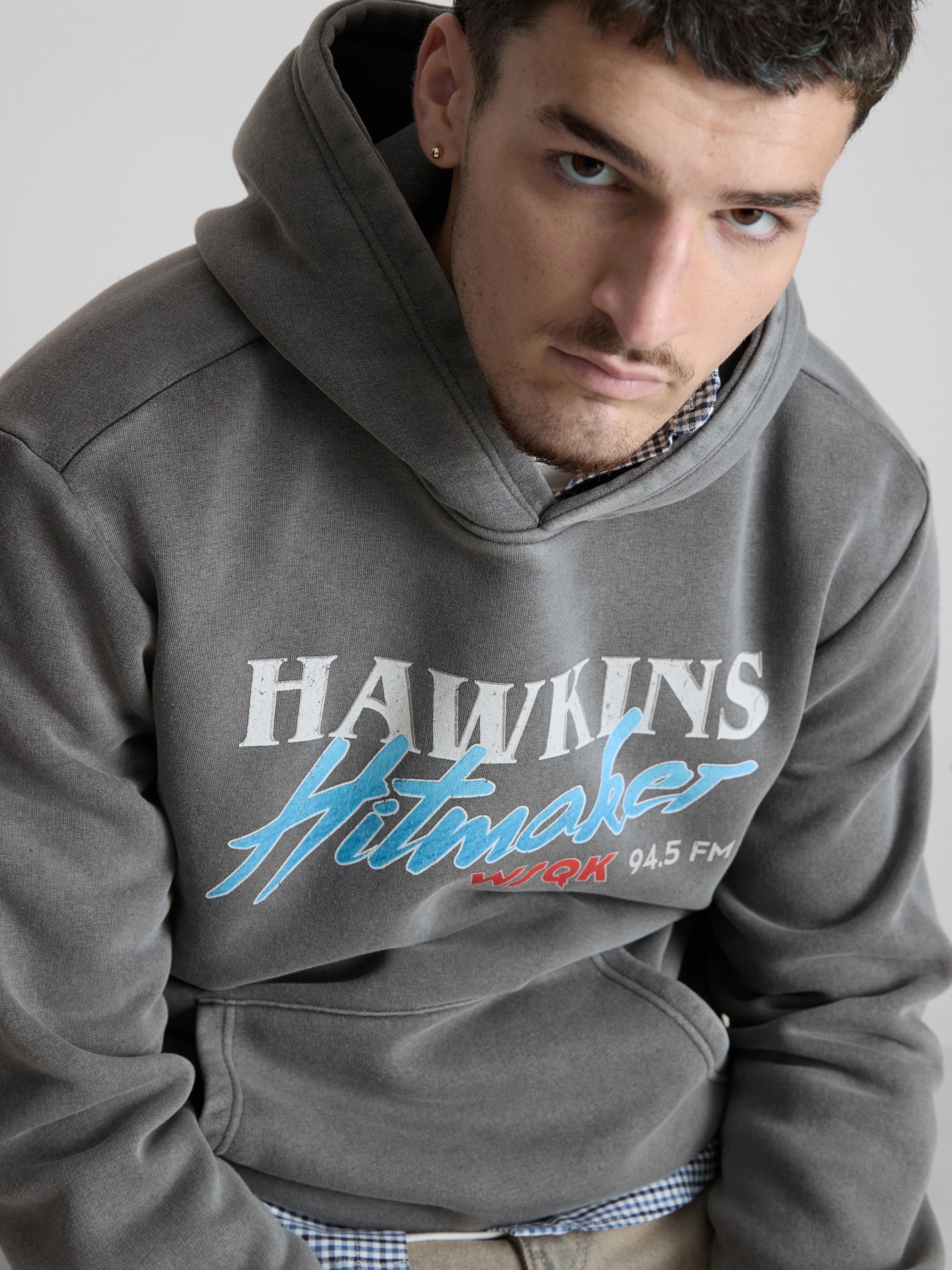 Mens Charcoal Stranger Things Hawkins Hitmaker Hoodie | Primark
