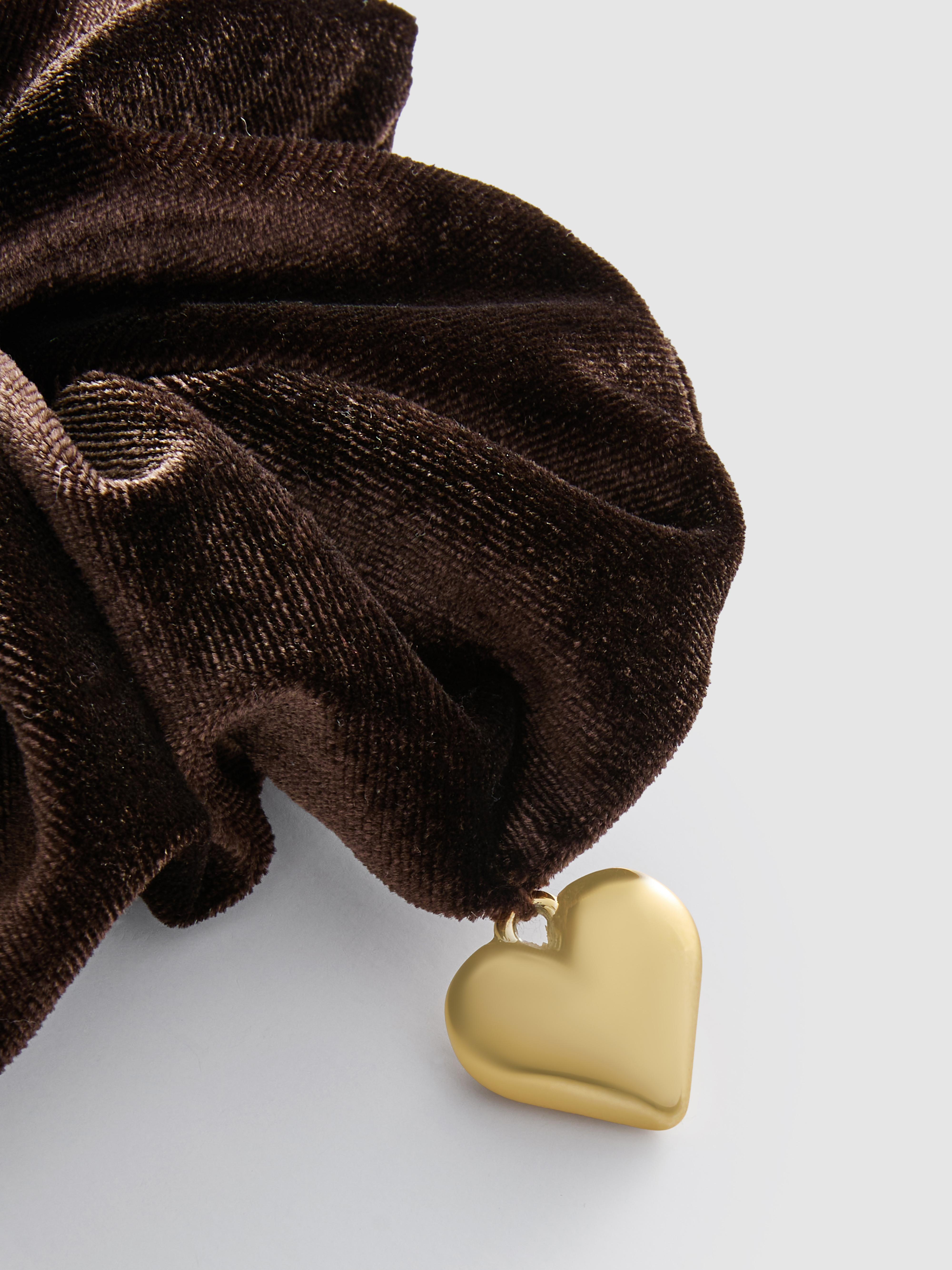 Women's Brown Heart Charm Hair Scrunchie | Penneys