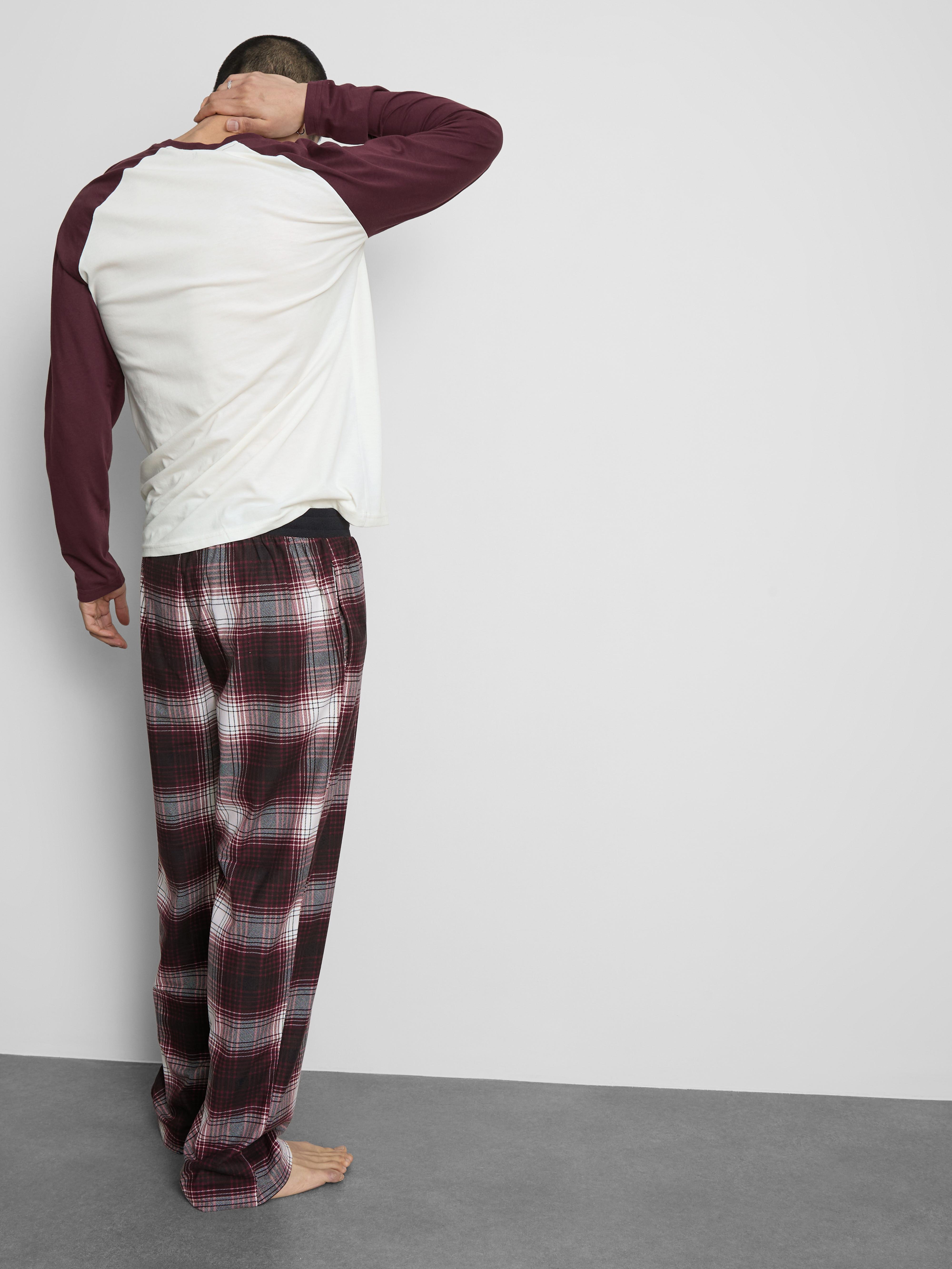 Langer Schlafanzug mit Karomuster - Burgunderrot - Herren | Primark