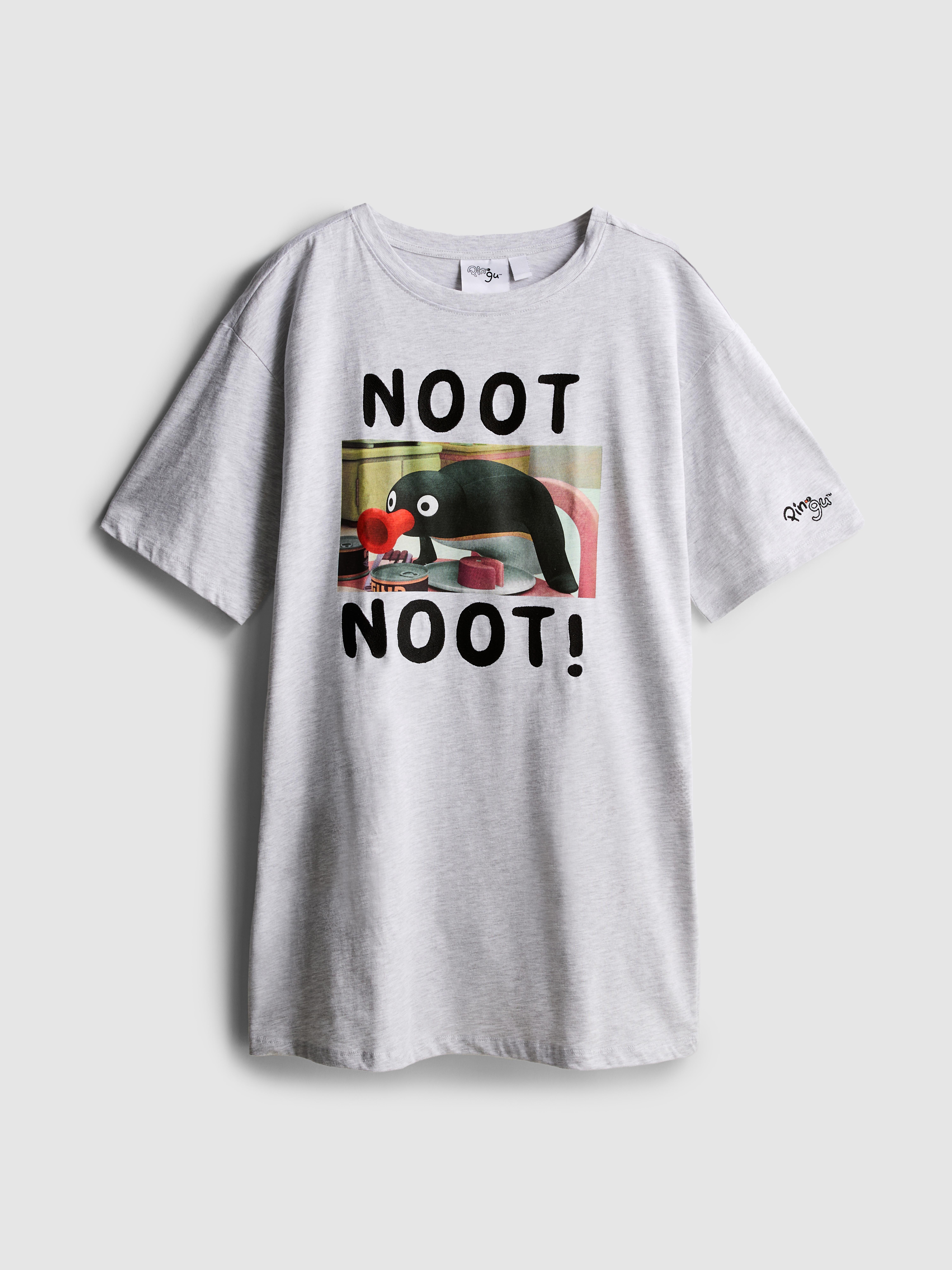 Women's Gray Heather Pingu Cotton Rich Oversized Nightshirt | Primark